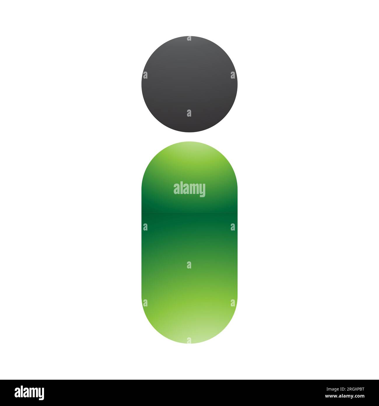 Green and Black Glossy Abstract Round Person Shaped Letter I Icon on a ...