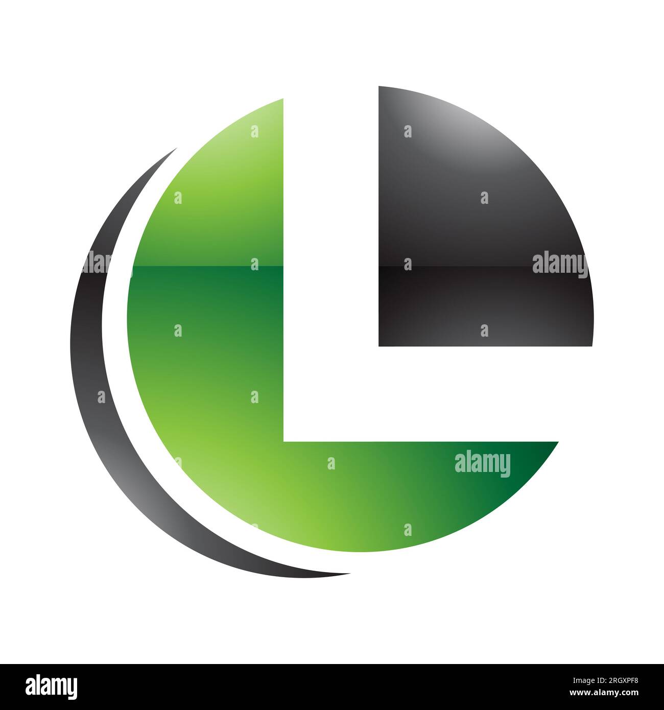 Green and Black Glossy Circle Shaped Letter L Icon on a White ...