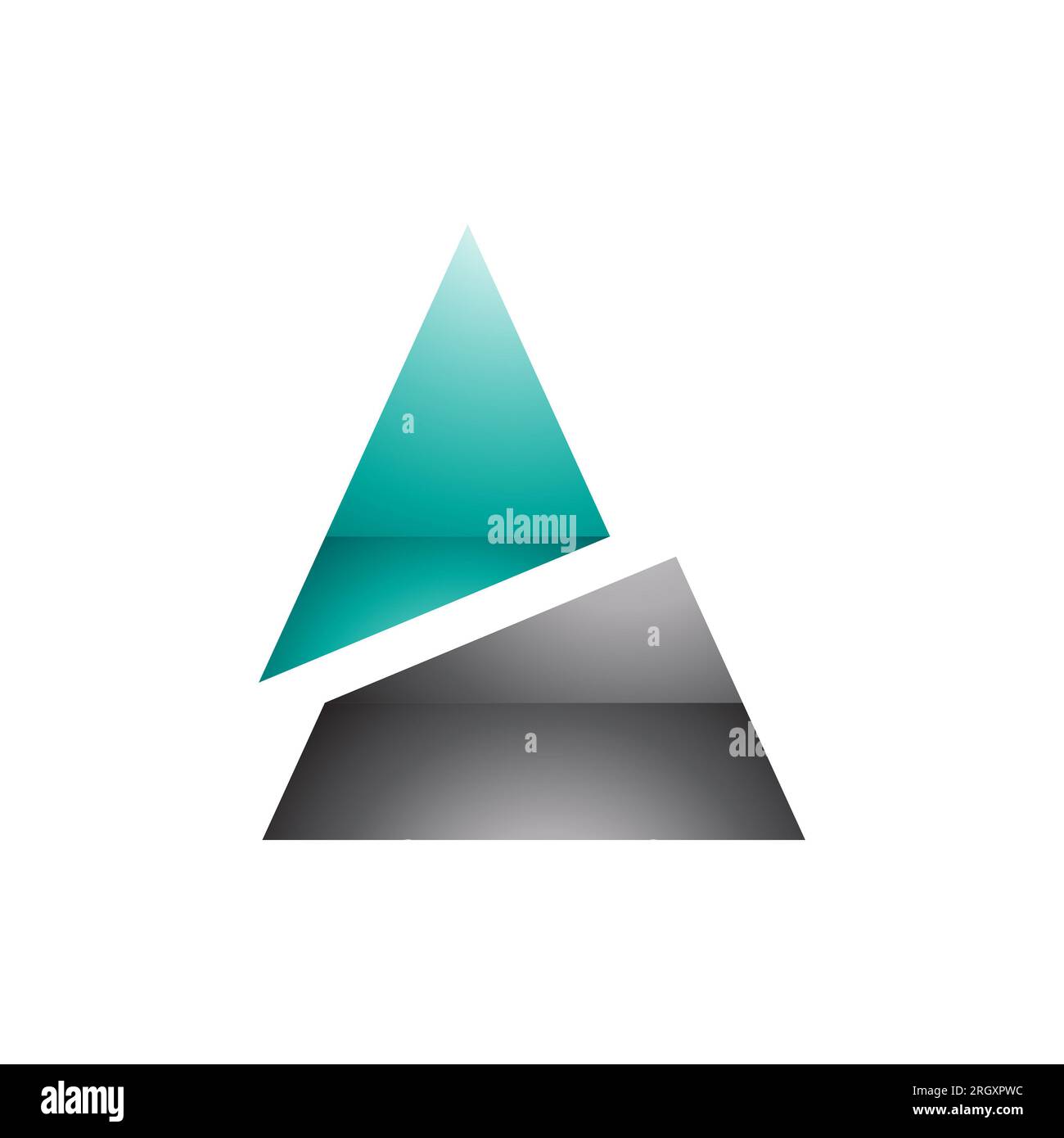 Green and Black Glossy Split Triangle Shaped Letter A Icon on a White ...