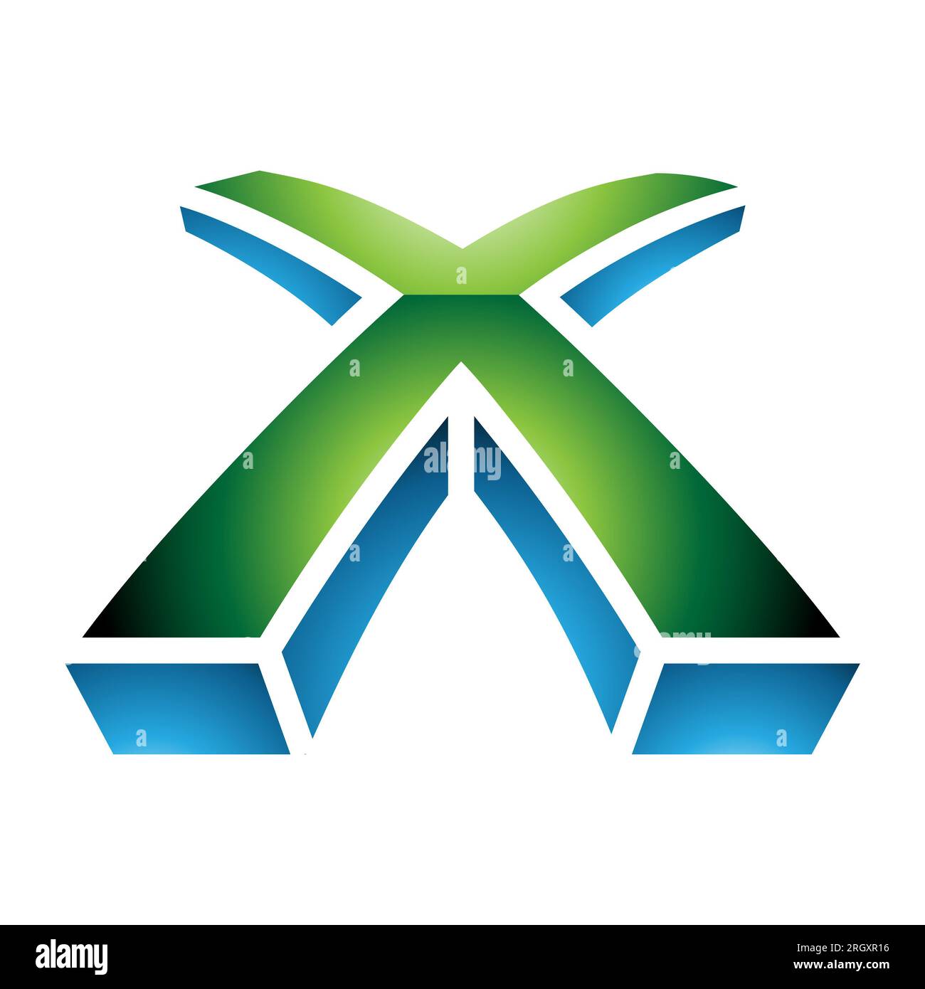 Green and Blue Glossy 3d Shaped Letter X Icon on a White Background ...