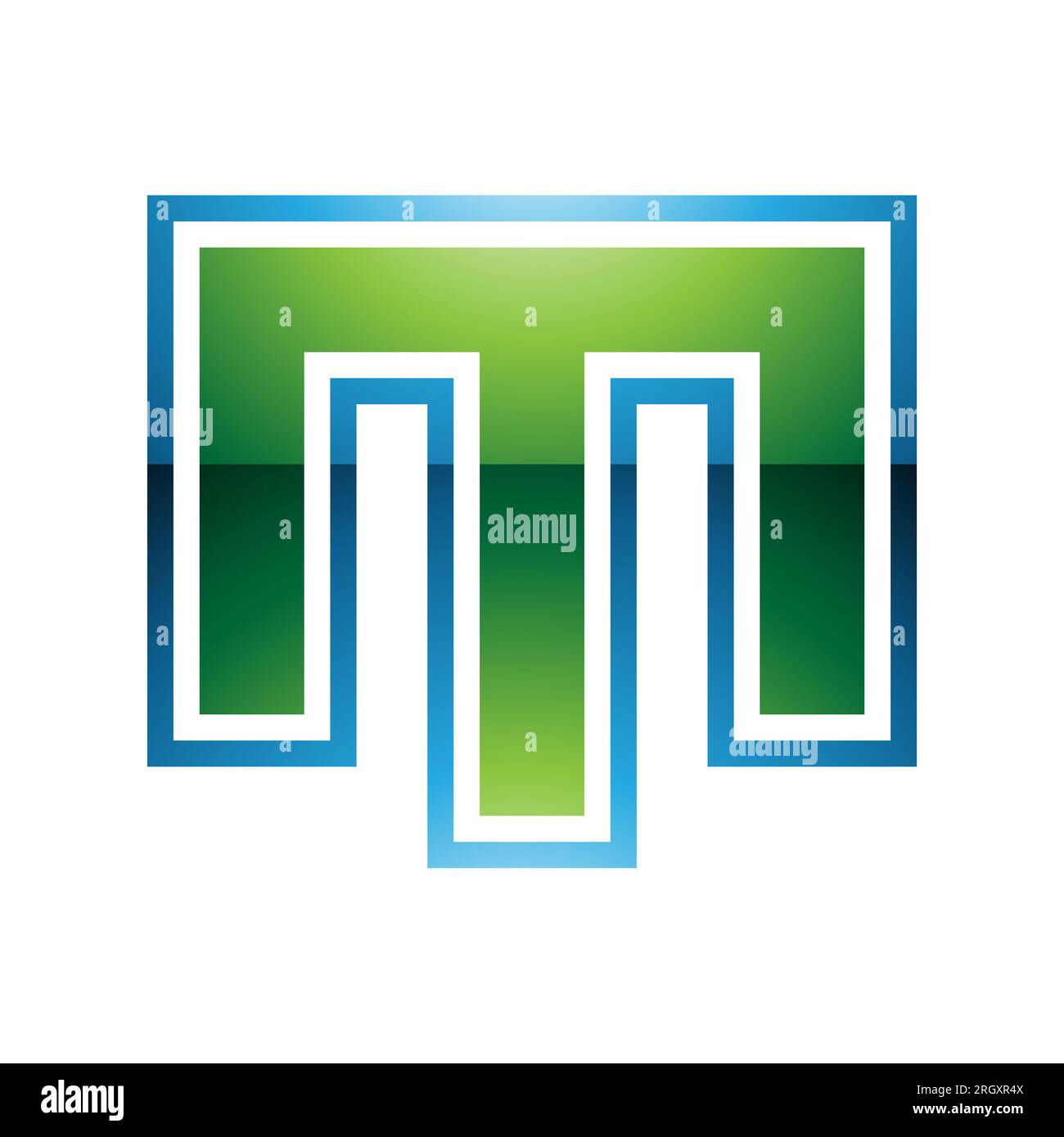 Green and Blue Glossy Letter M Icon with an Outer Stripe on a White ...