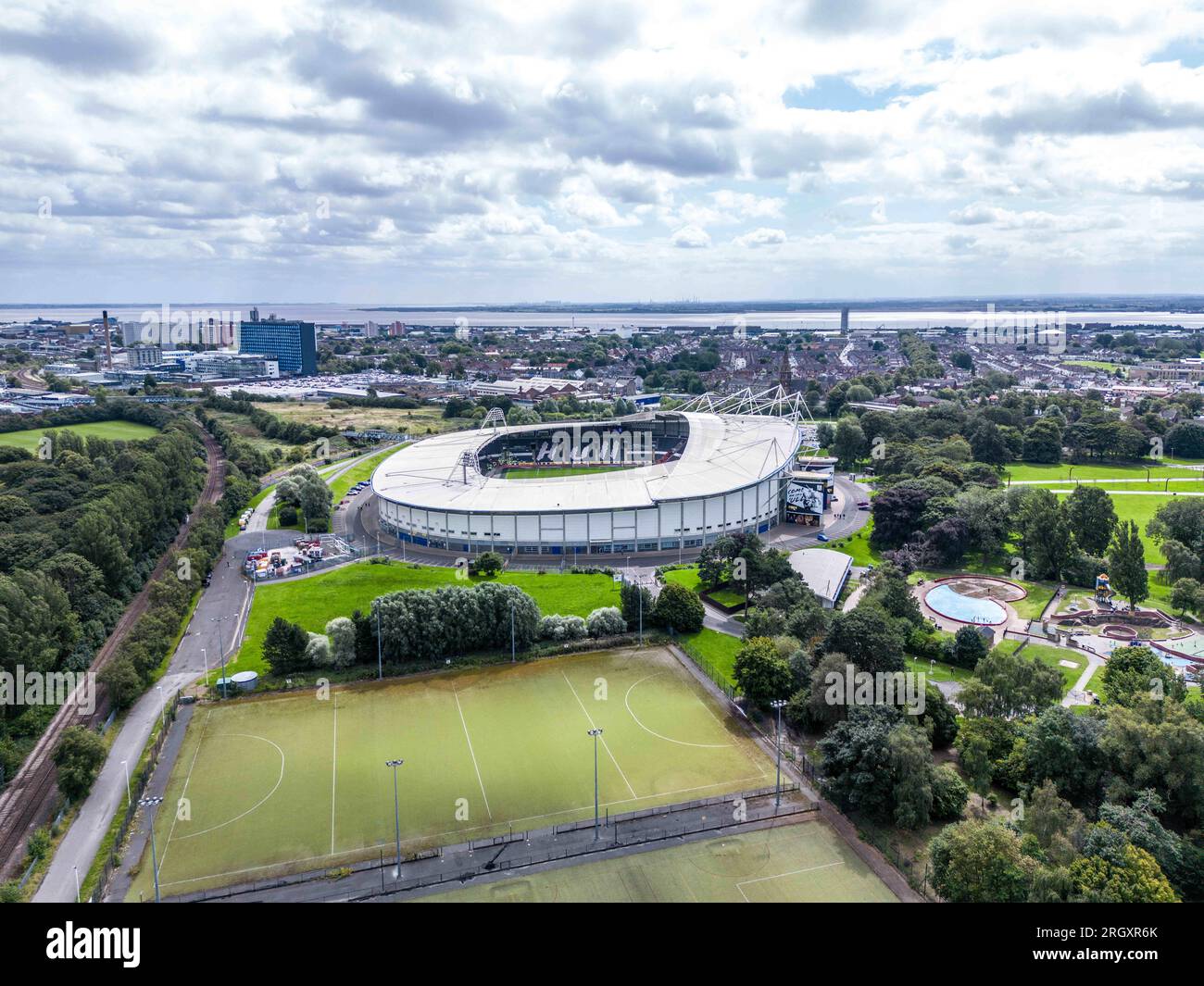 A aerial view of the MKM Stadium, home to Hull City during the Sky Bet ...