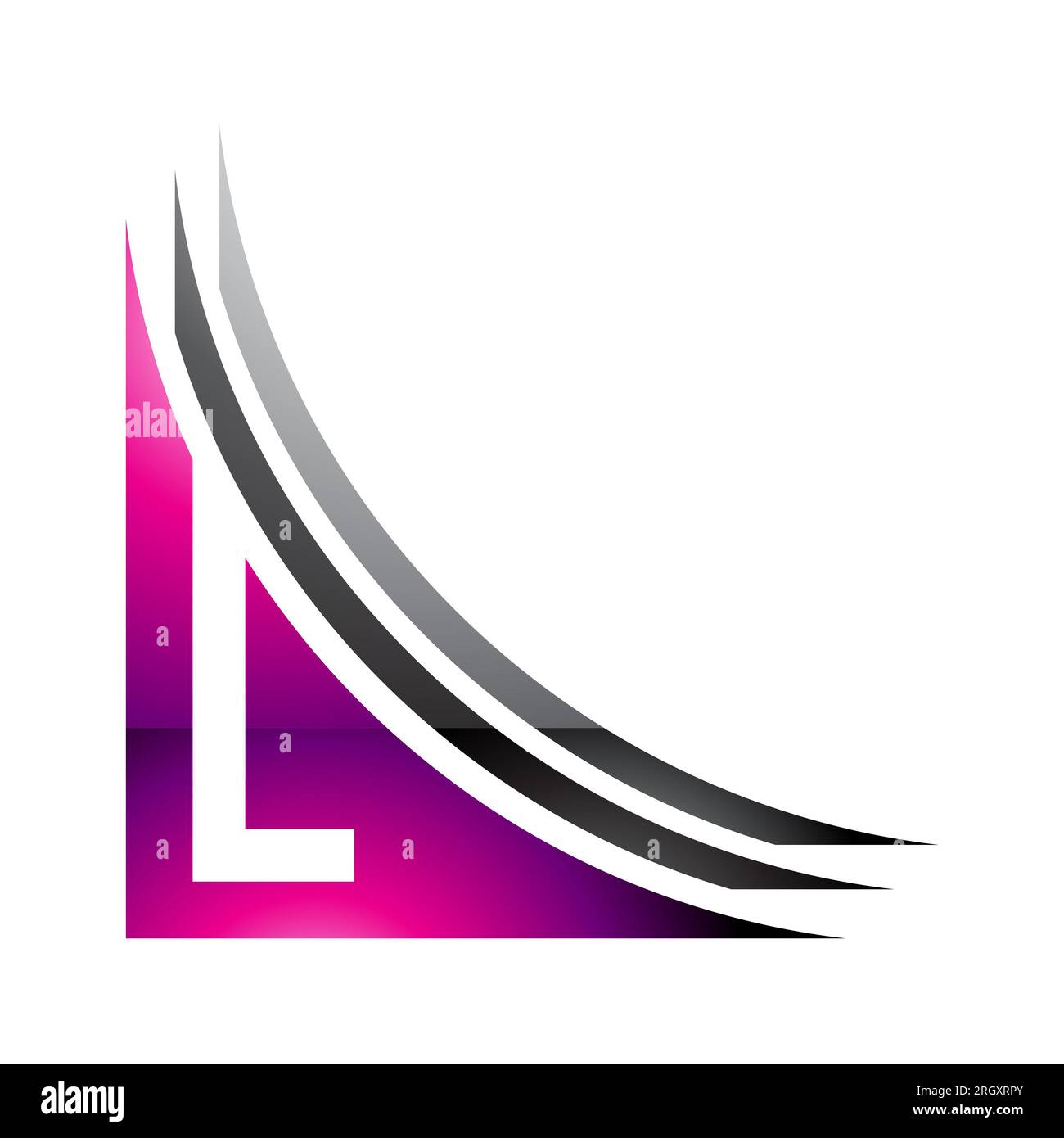 Magenta and Black Glossy Letter L Icon with Layers on a White ...