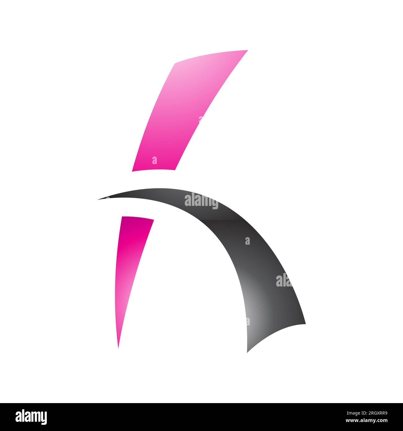 Magenta and Black Glossy Letter H Icon with Spiky Lines on a White ...