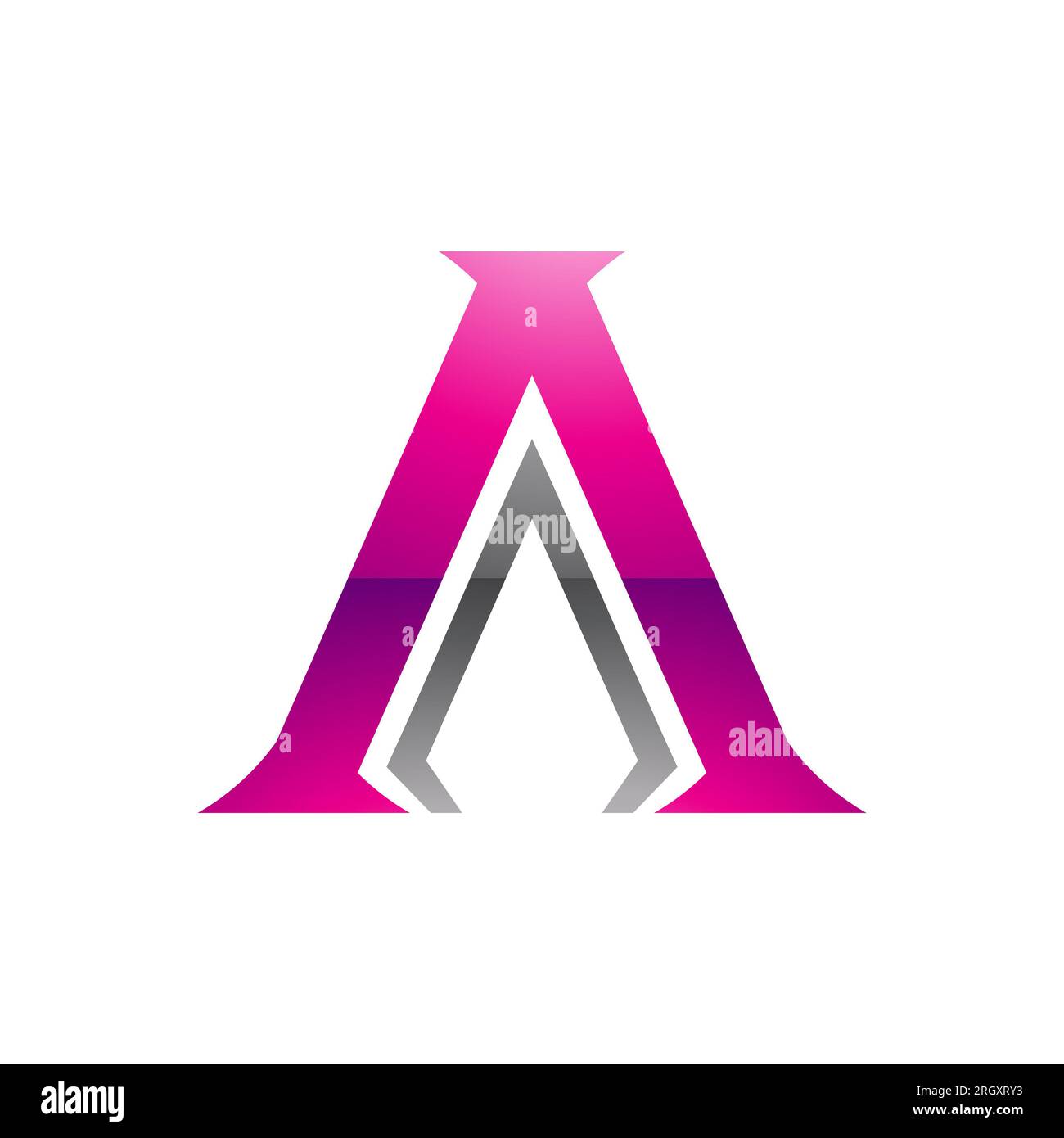 Magenta and Black Glossy Pillar Shaped Letter A Icon on a White ...