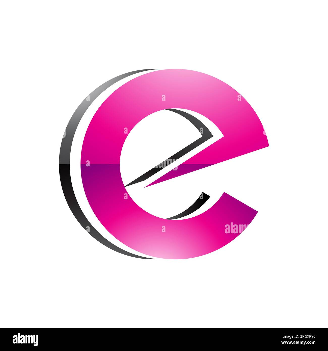 Magenta and Black Glossy Round Layered Lowercase Letter E Icon on a ...