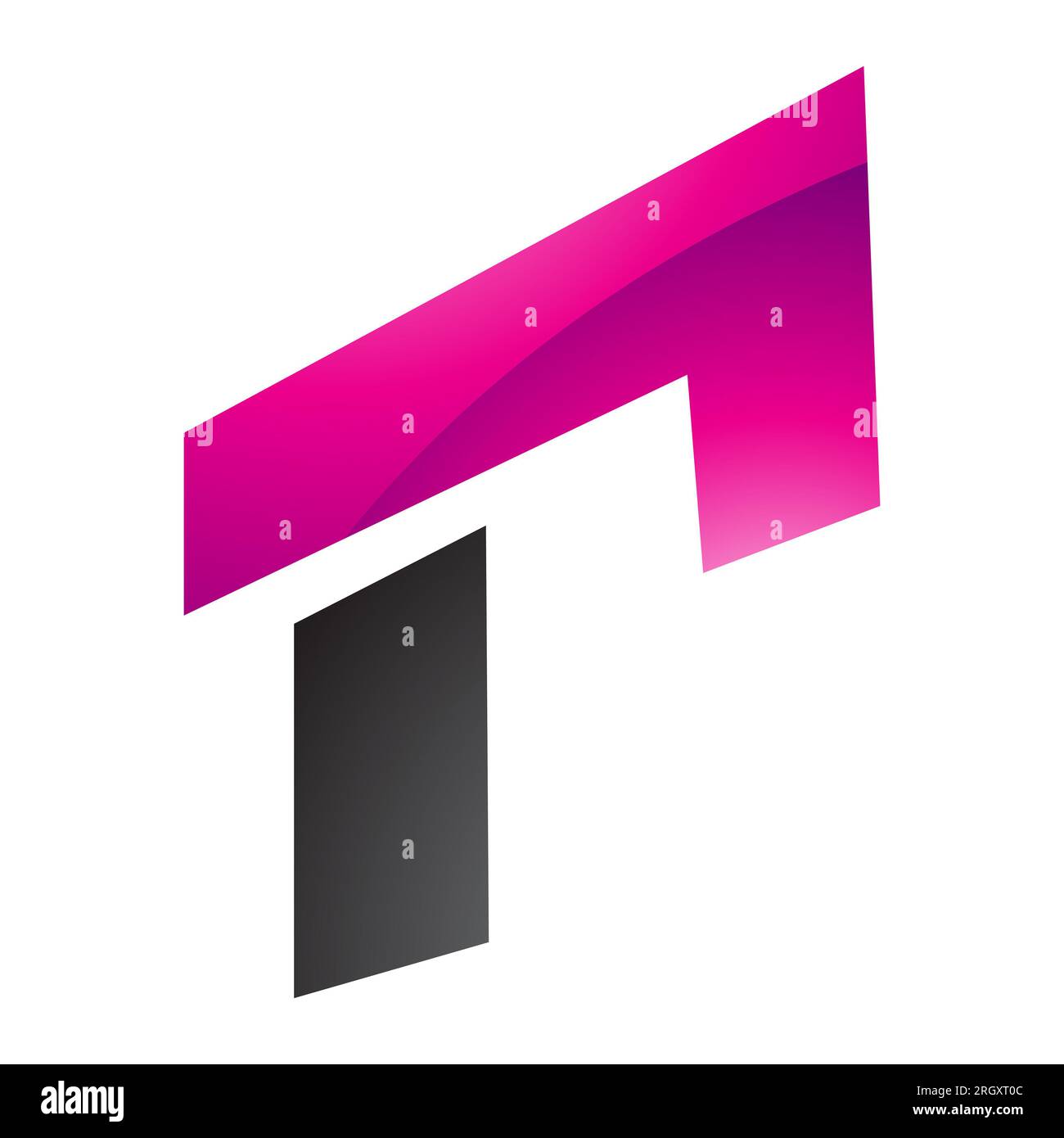 Magenta and Black Glossy Rectangular Letter R Icon on a White ...