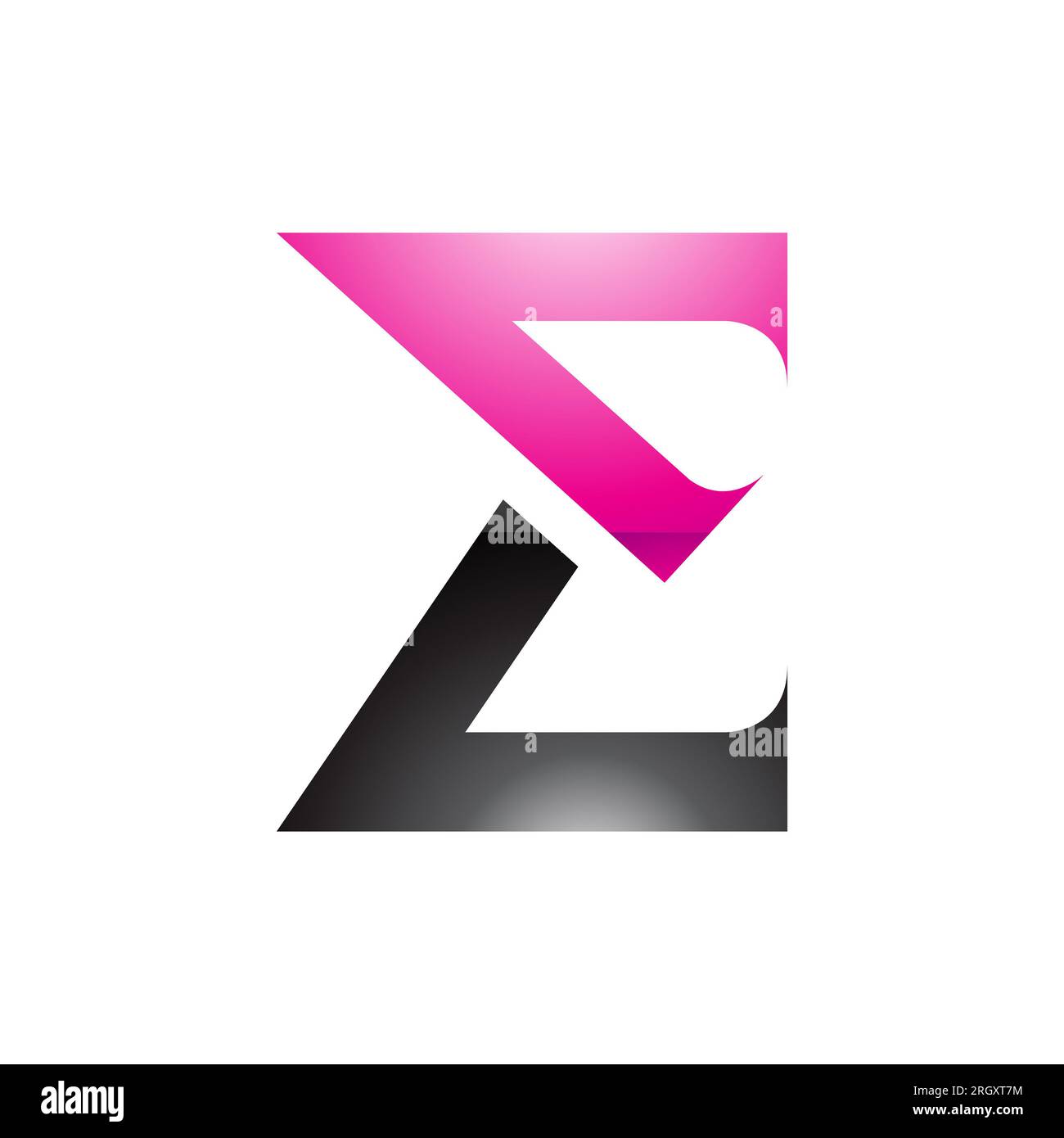 Magenta and Black Sharp Glossy Elegant Letter E Icon on a White ...