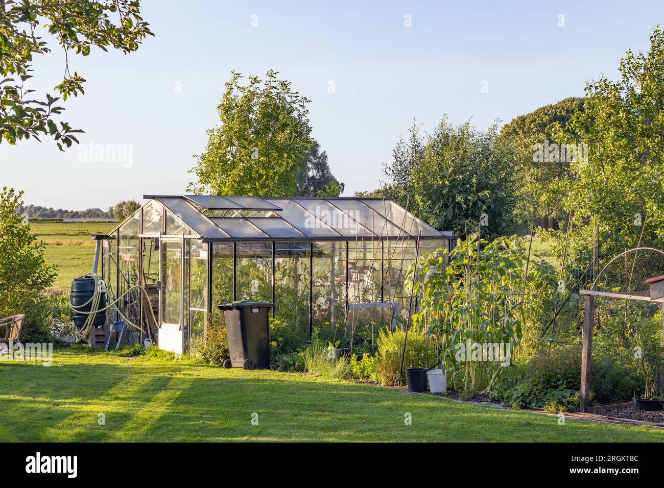 glass house in a rural garden Stock Photo - Alamy