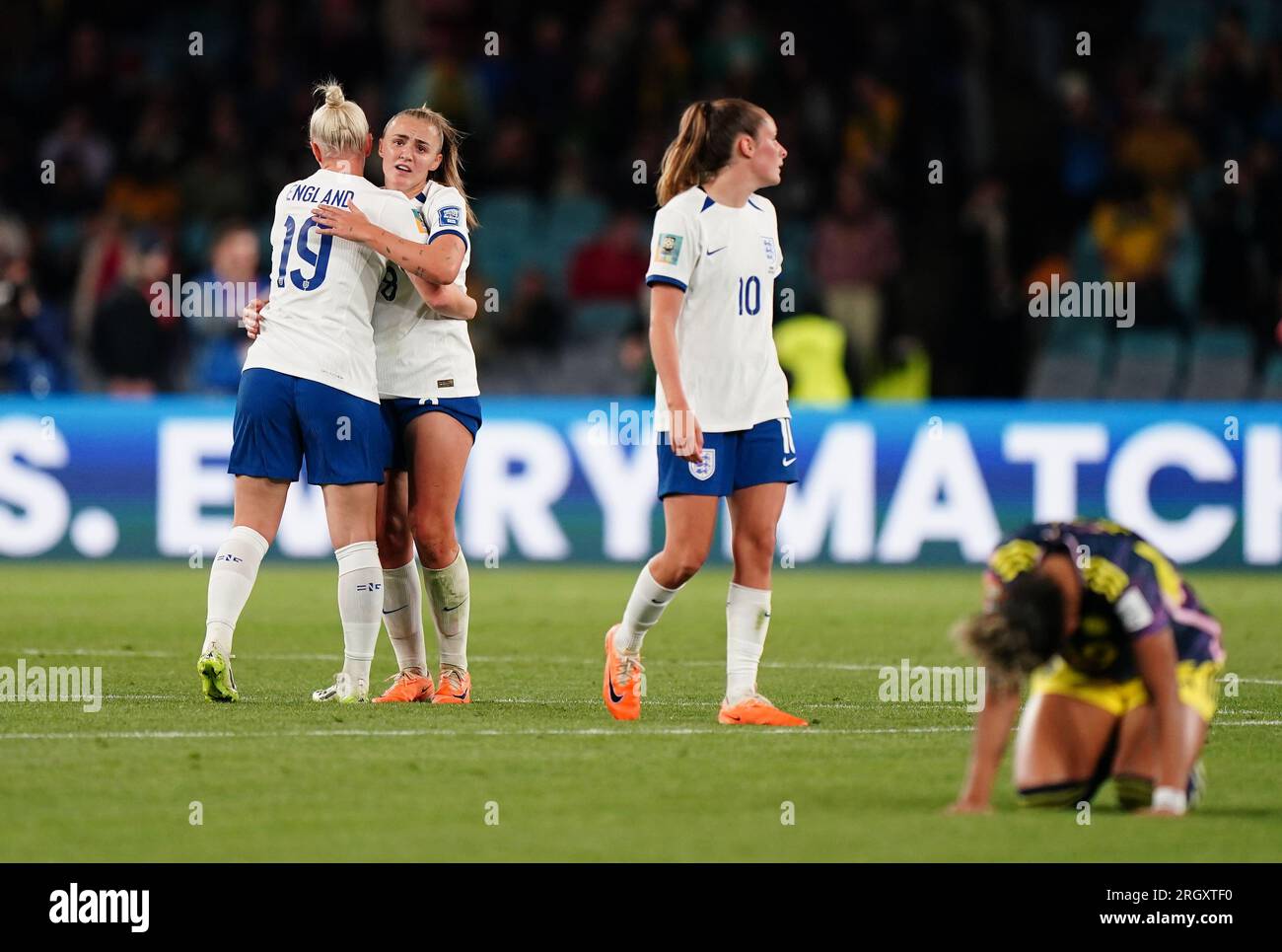 England's Beth England, Georgia Stanway and Ella Toone celebrate ...