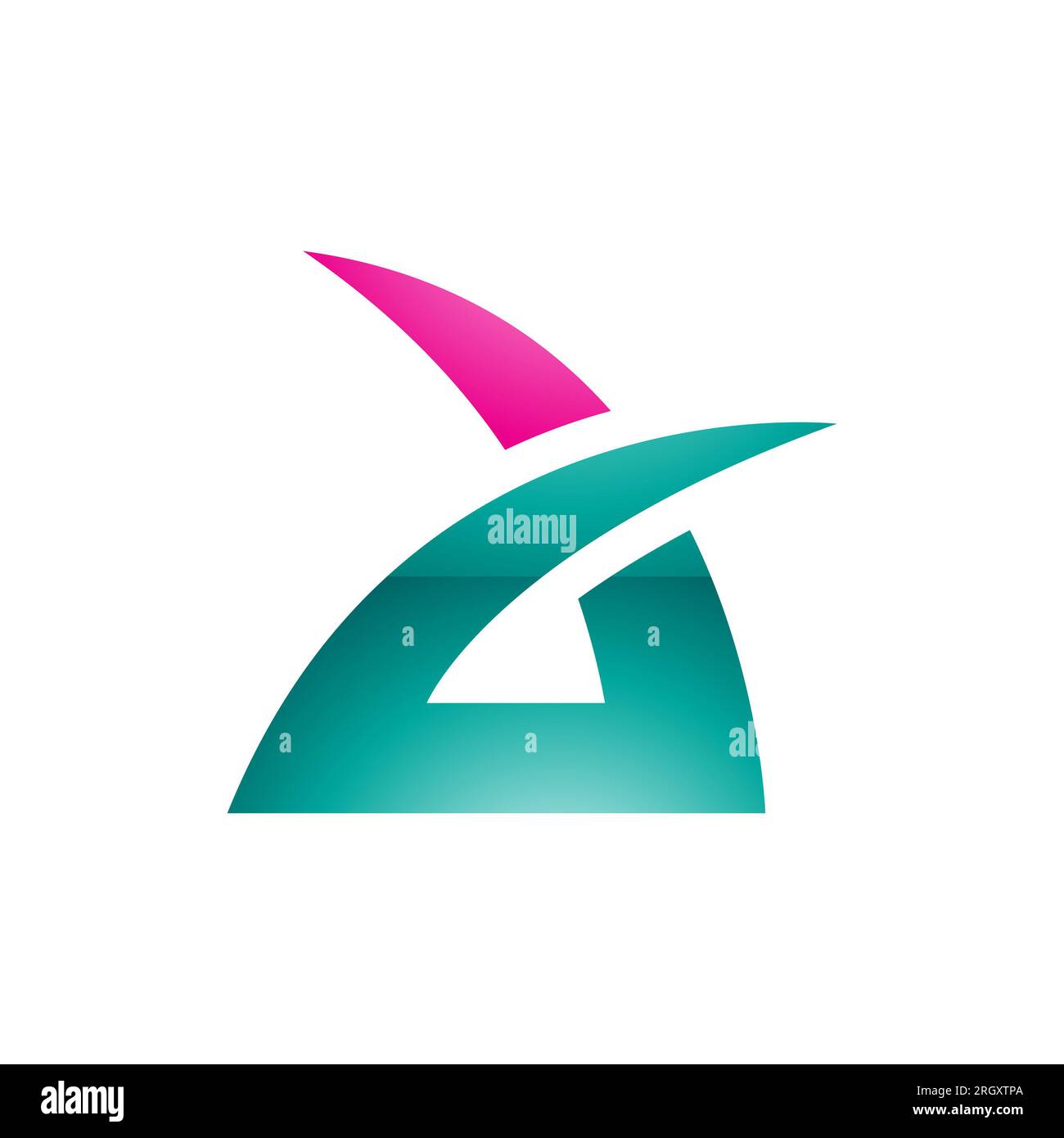 Magenta and Green Glossy Spiky Grass Shaped Letter A Icon on a White ...