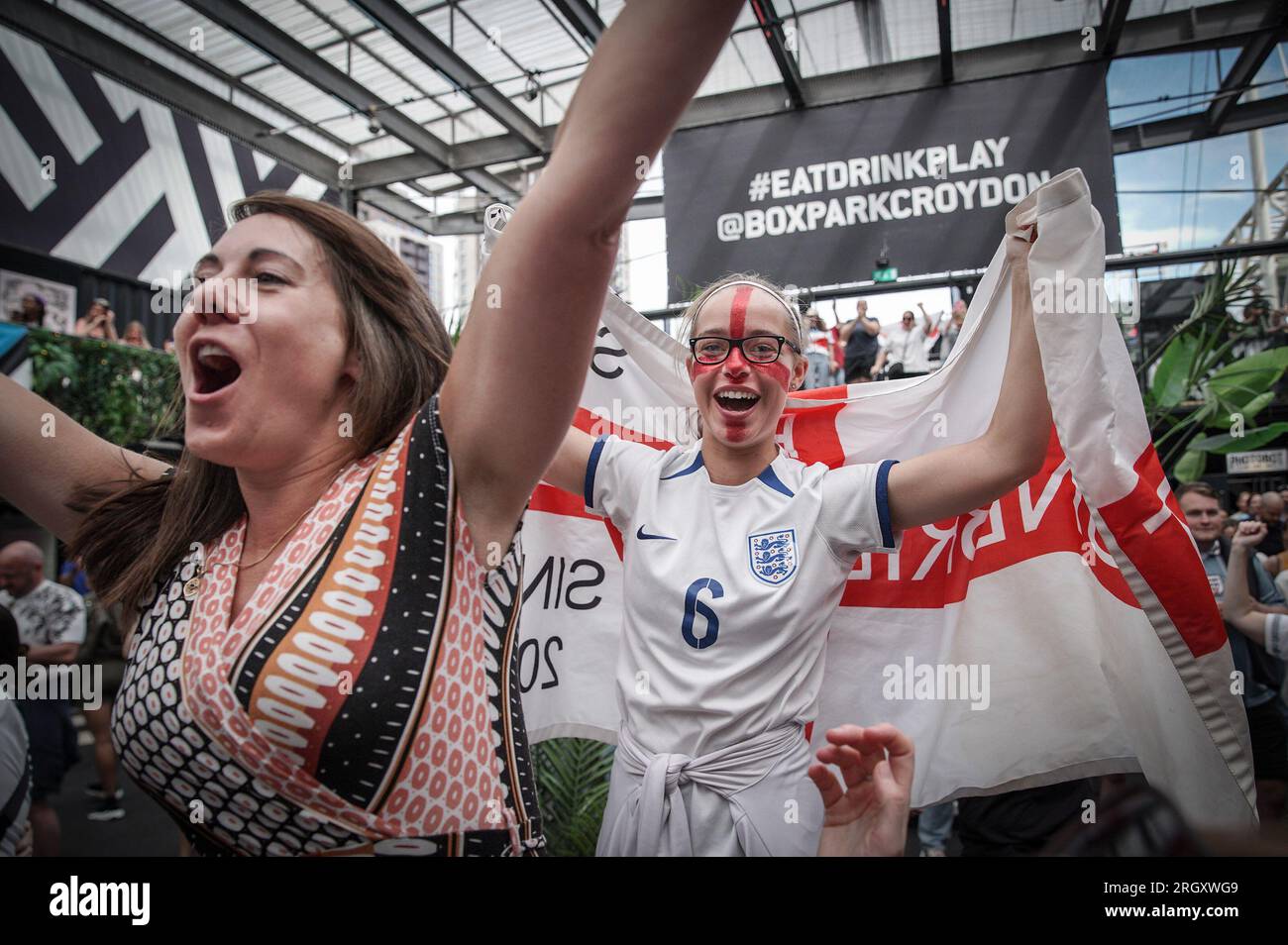 England fans at croydon boxpark hi-res stock photography and images - Alamy