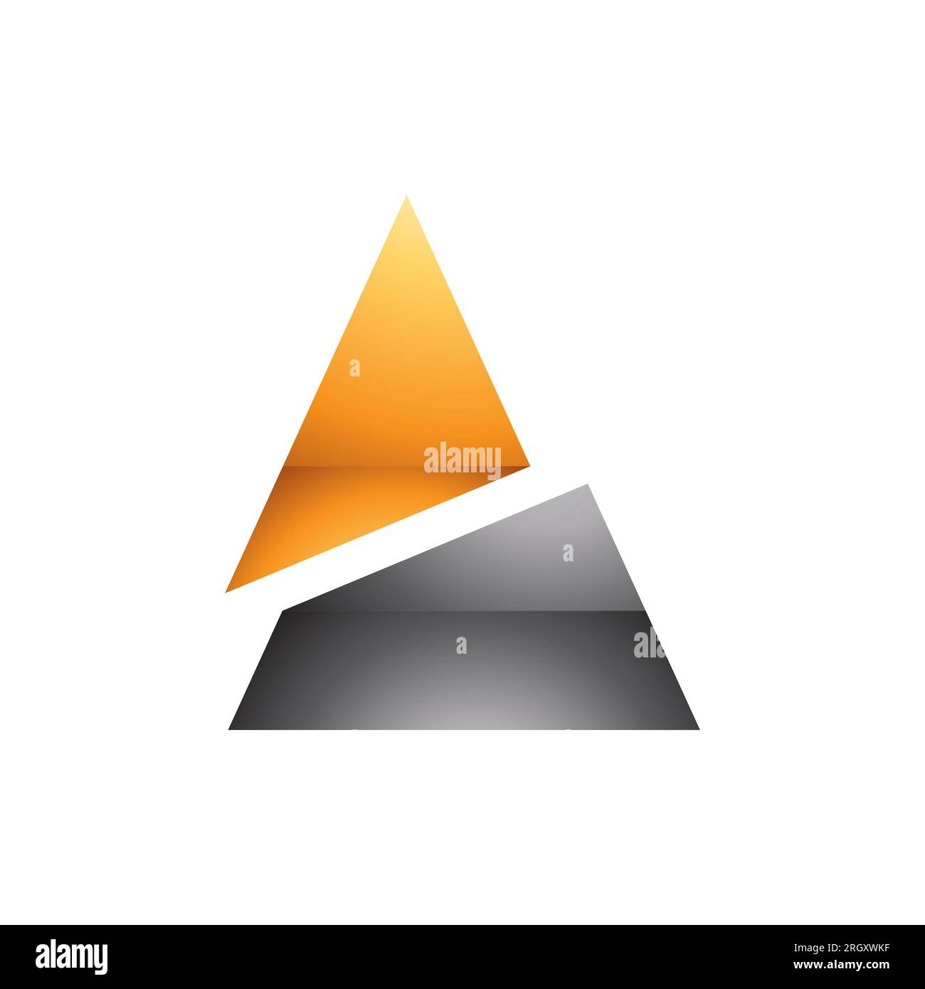 Orange and Black Glossy Split Triangle Shaped Letter A Icon on a White ...