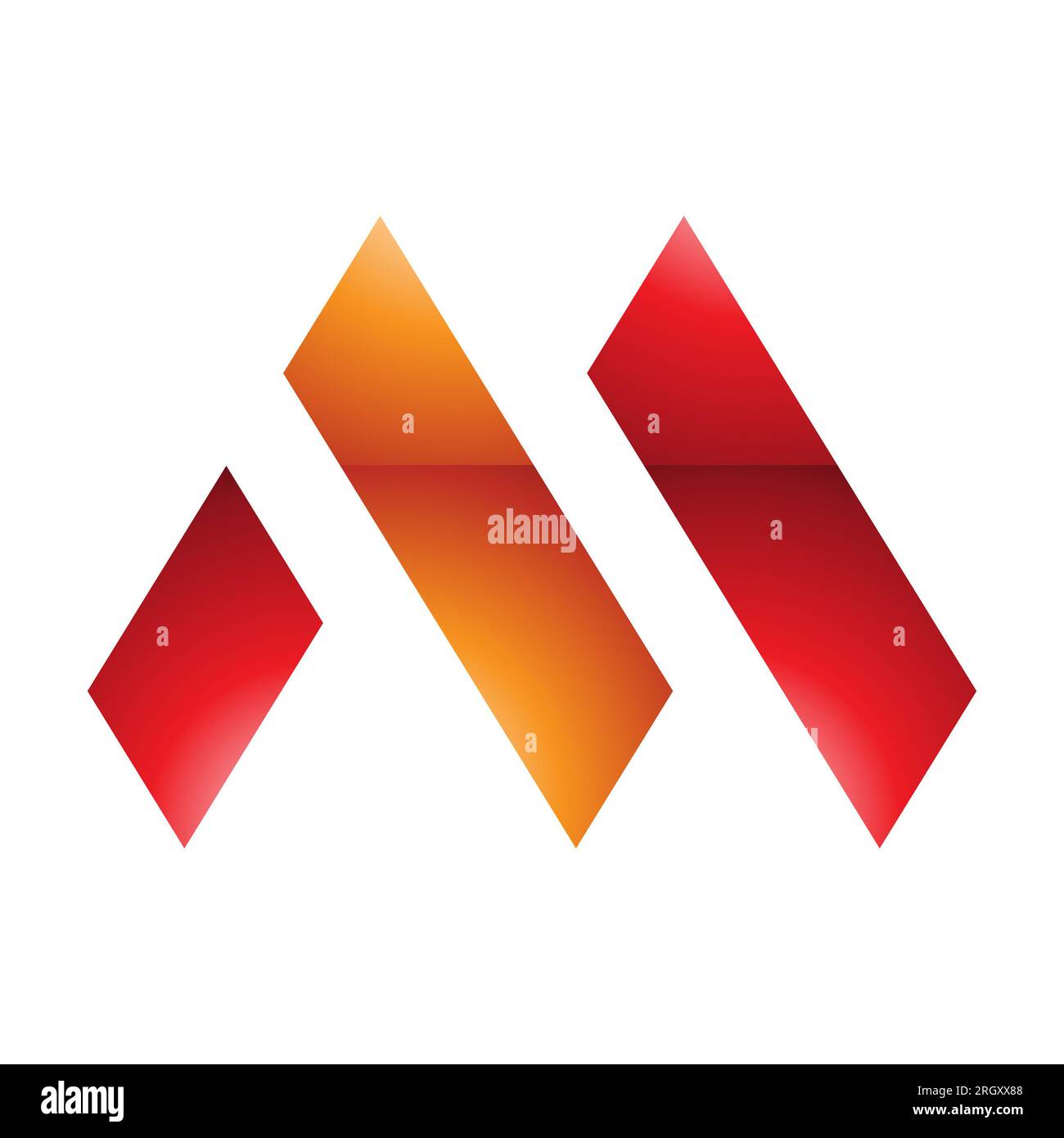 Orange and Red Glossy Letter M Icon with Rectangles on a White ...