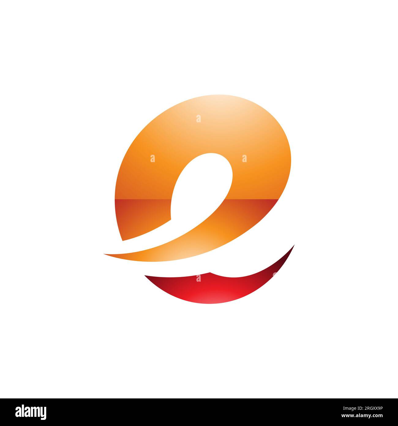 Orange and Red Glossy Lowercase Letter E Icon with Soft Spiky Curves on ...
