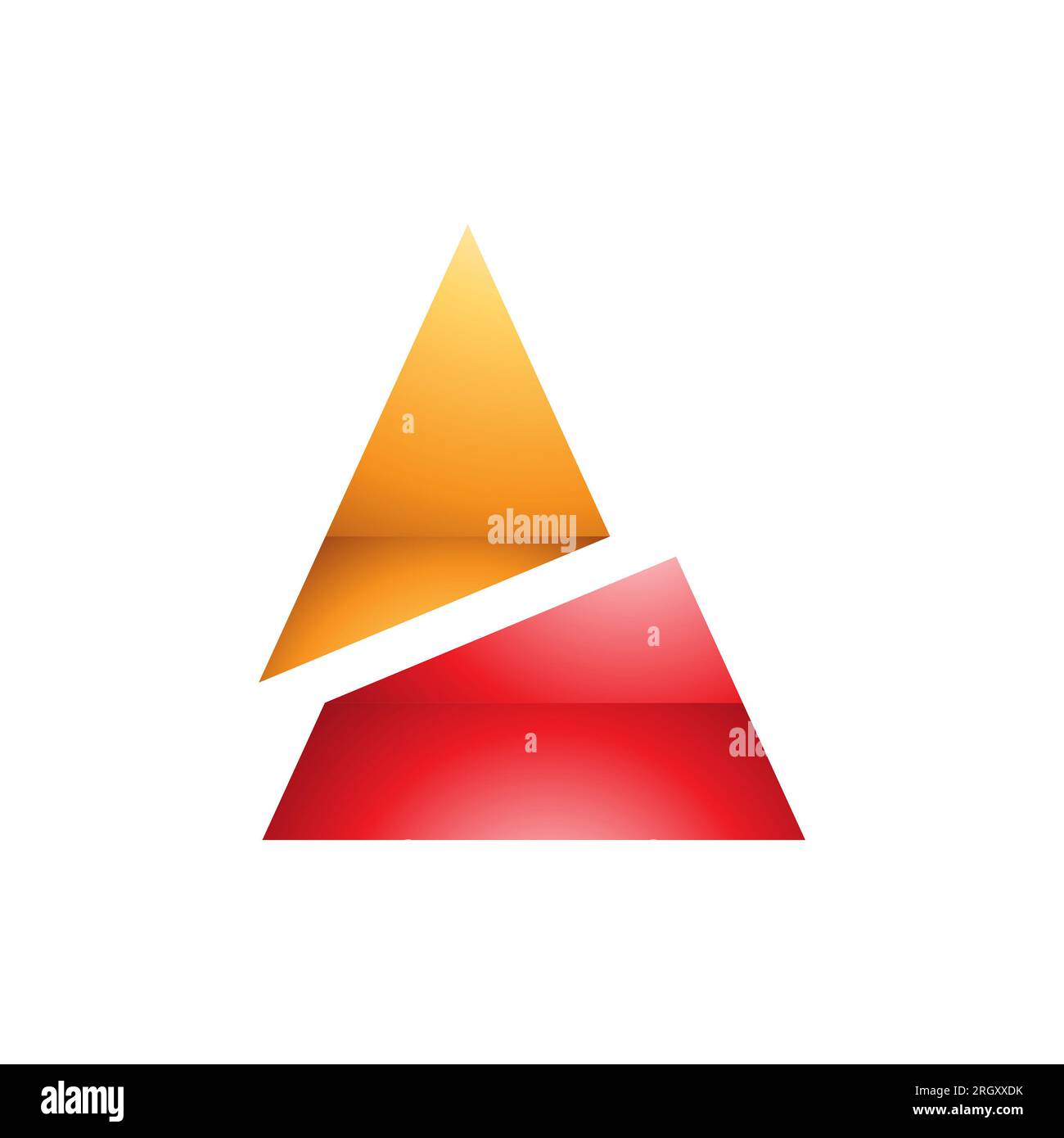 Orange and Red Glossy Split Triangle Shaped Letter A Icon on a White ...