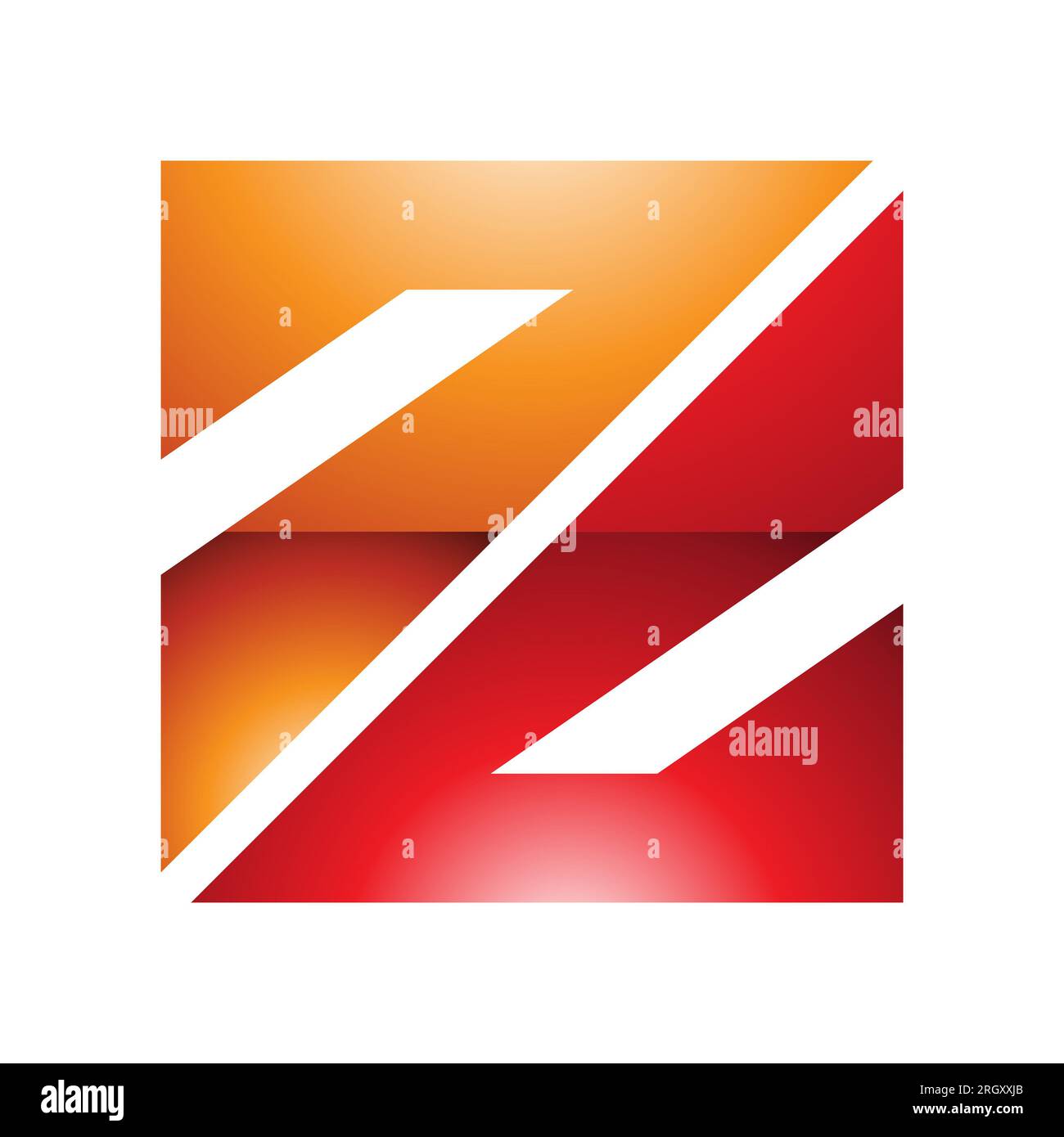 Orange and Red Glossy Triangular Square Shaped Letter Z Icon on a White ...