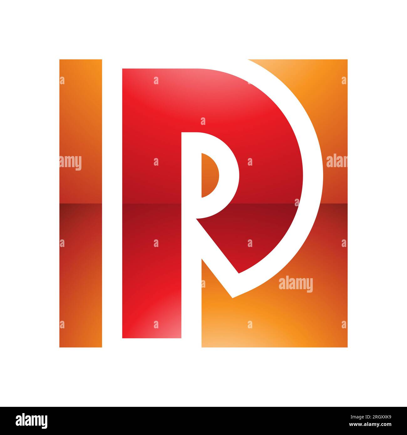 Orange and Red Glossy Square Letter P Icon on a White Background Stock ...