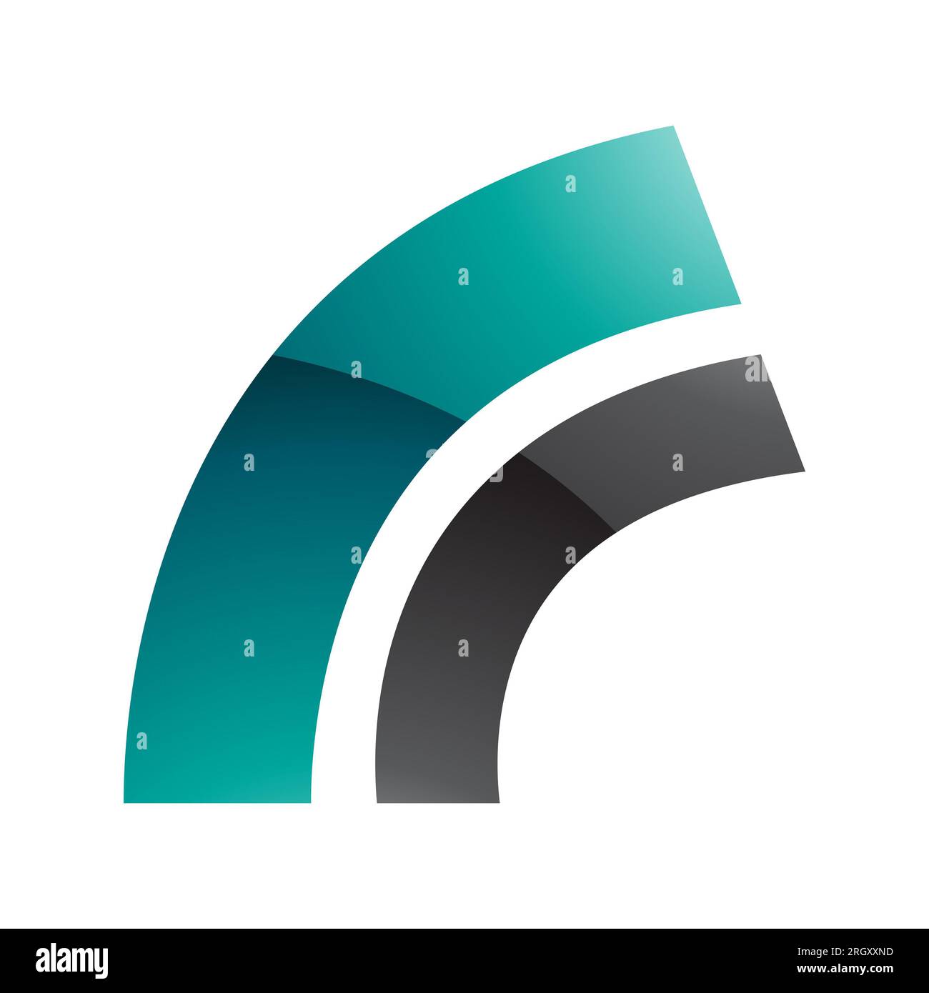 Persian Green and Black Glossy Arc Shaped Letter R Icon on a White ...
