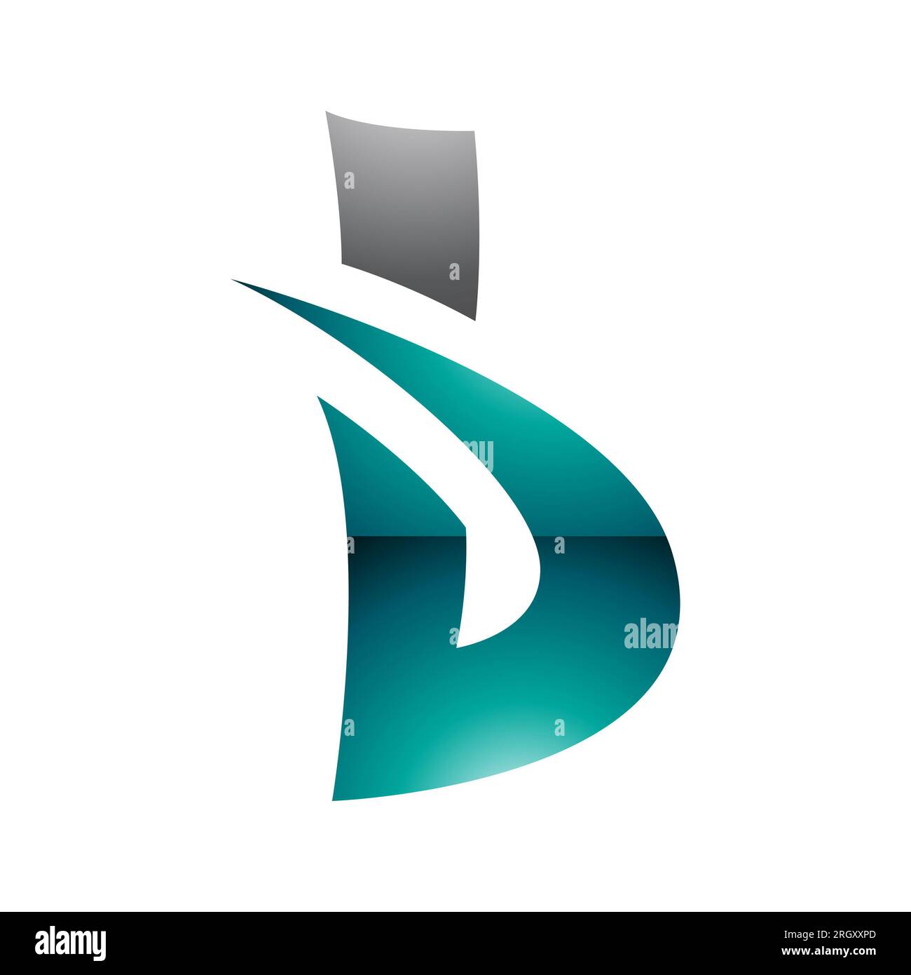 Persian Green and Black Glossy Bold Spiky Letter B Icon on a White ...