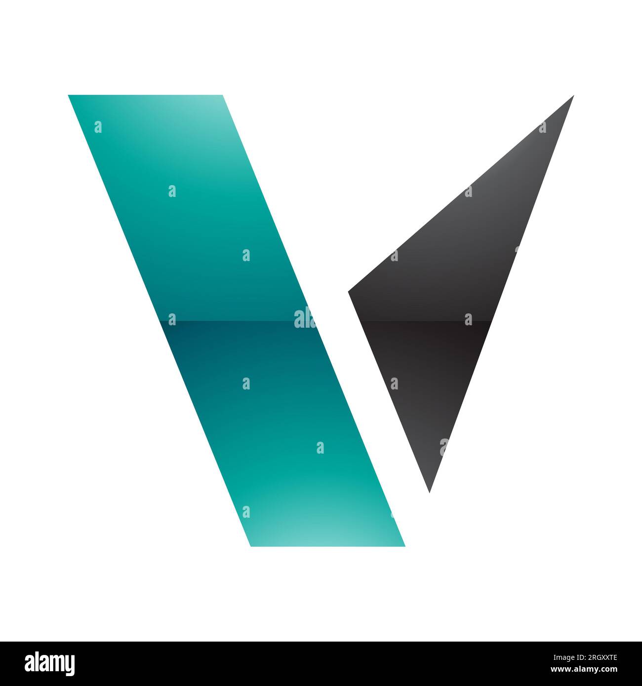 Persian Green and Black Glossy Geometrical Shaped Letter V Icon on a ...