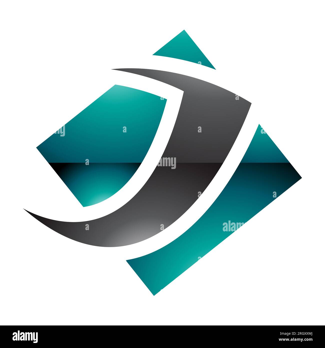 Persian Green and Black Glossy Diamond Square Letter J Icon on a White ...