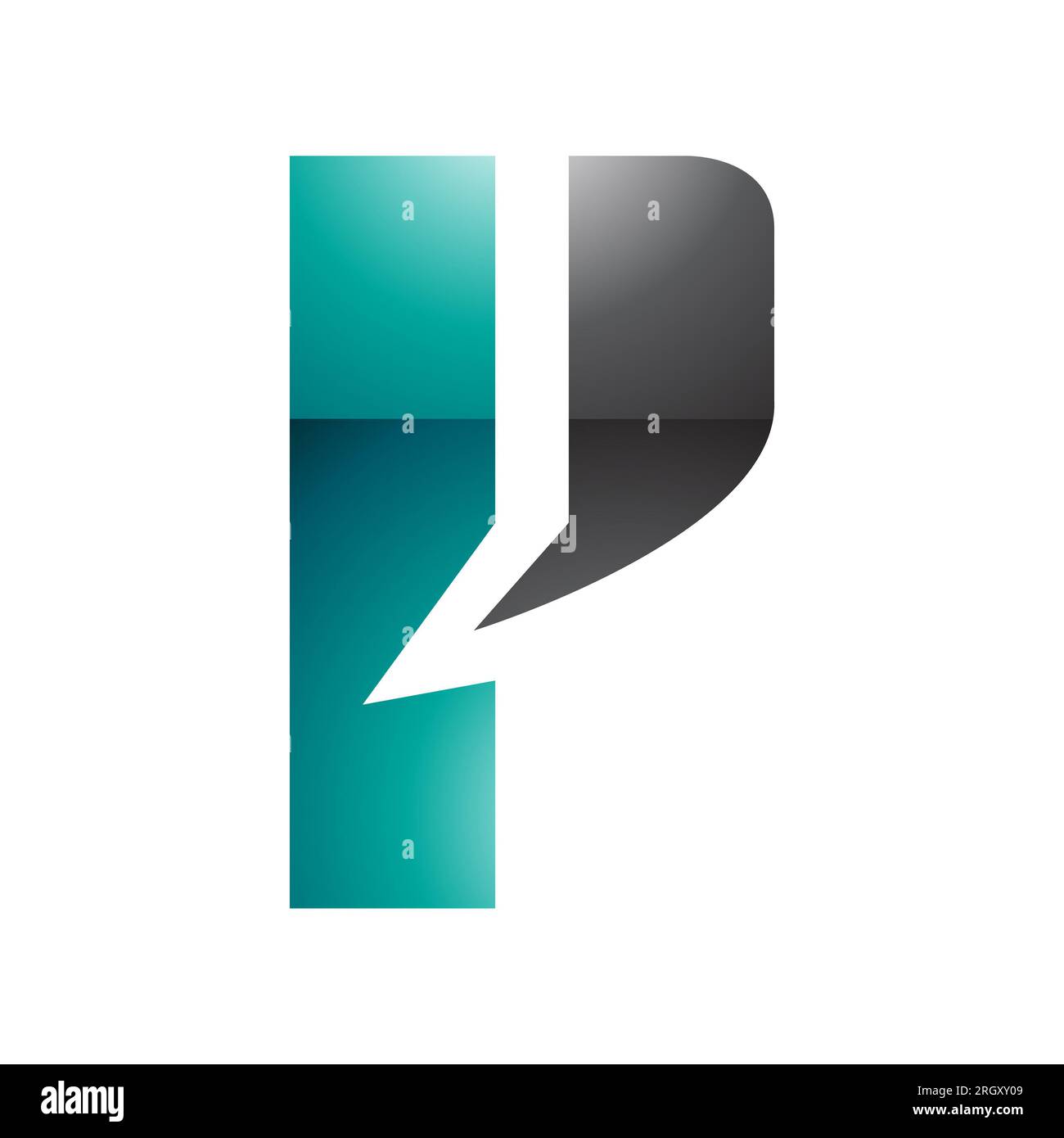 Persian Green and Black Glossy Letter P Icon with a Bold Rectangle on a ...