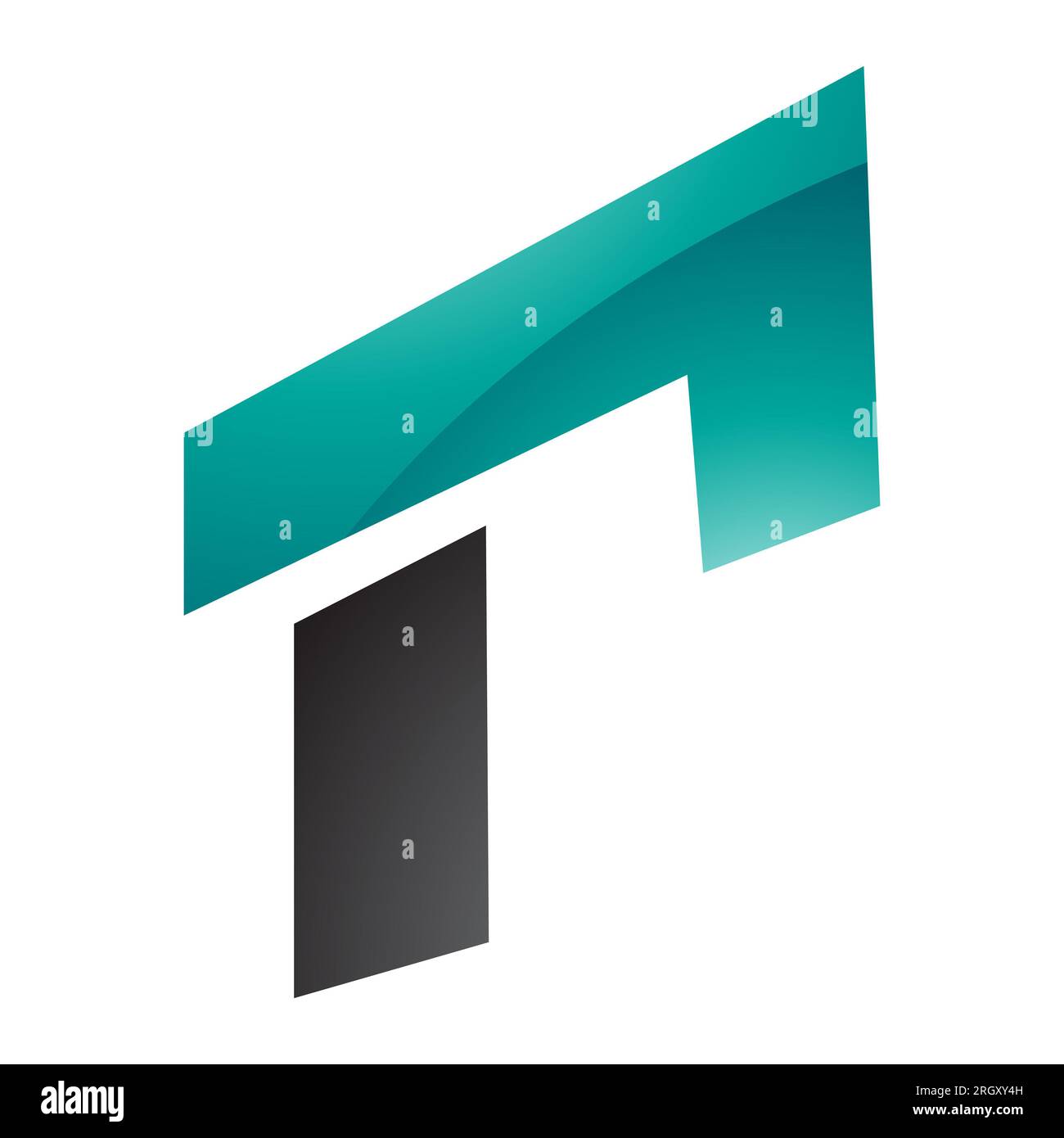 Persian Green and Black Glossy Rectangular Letter R Icon on a White ...