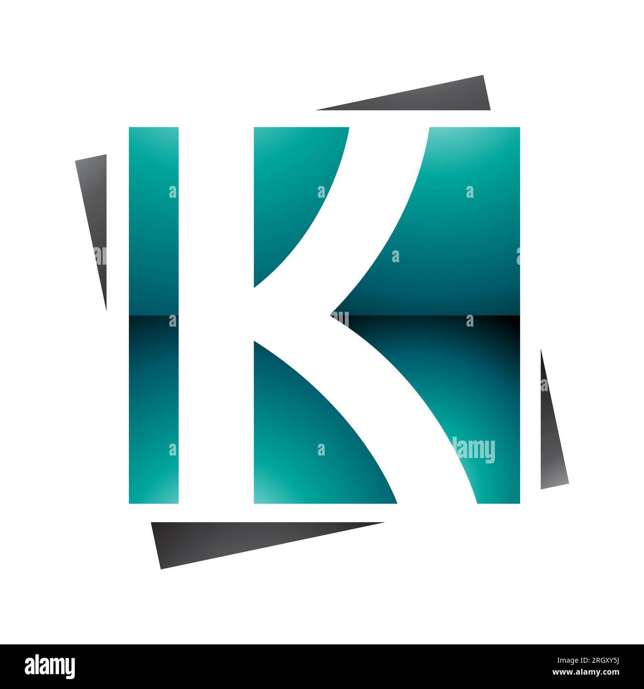 Persian Green and Black Glossy Square Letter K Icon on a White ...