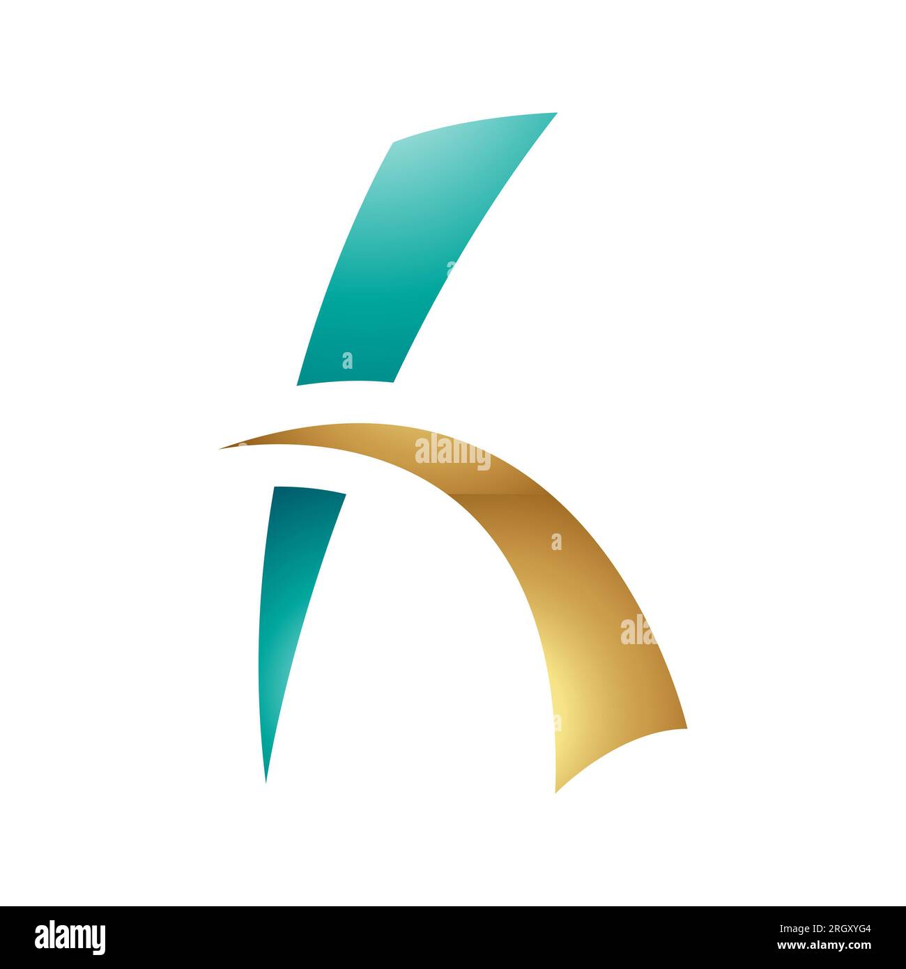 Persian Green and Gold Glossy Letter H Icon with Spiky Lines on a White ...