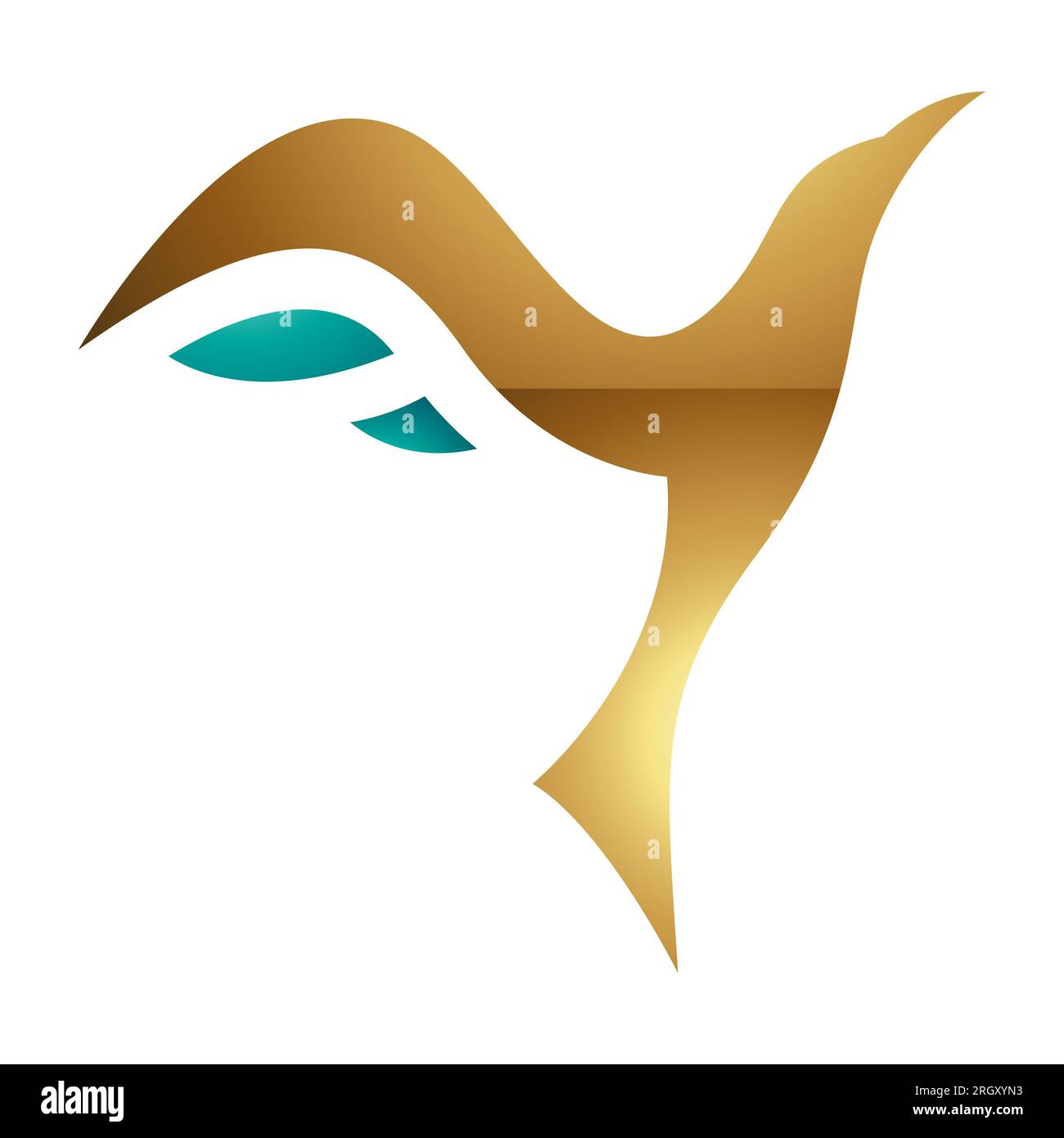 Persian Green and Gold Glossy Rising Bird Shaped Letter Y Icon on a ...