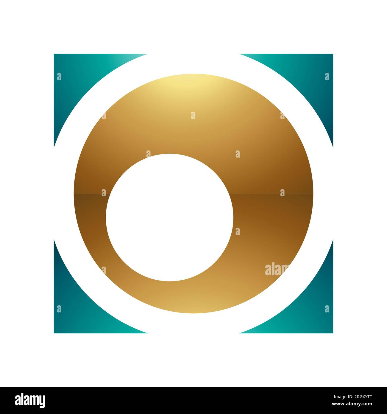 Persian Green and Gold Glossy Square Letter O Icon on a White ...