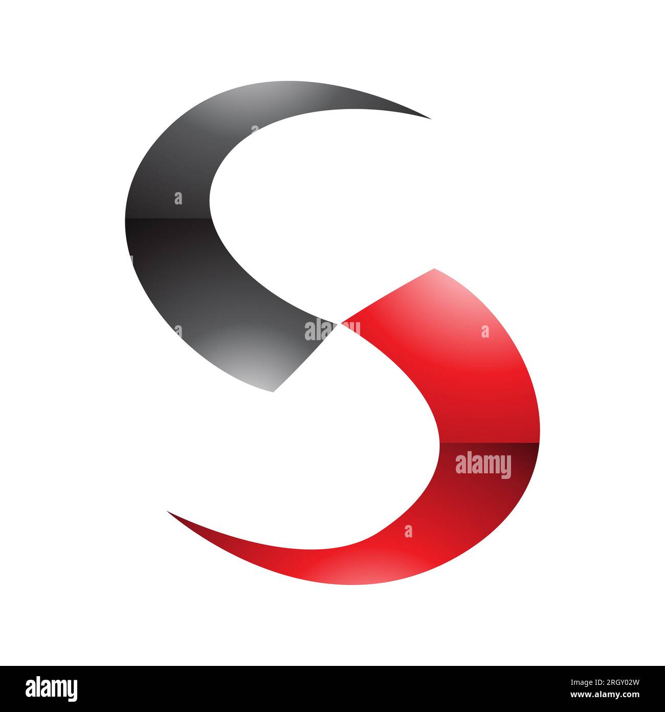 Red and Black Glossy Blade Shaped Letter S Icon on a White Background ...