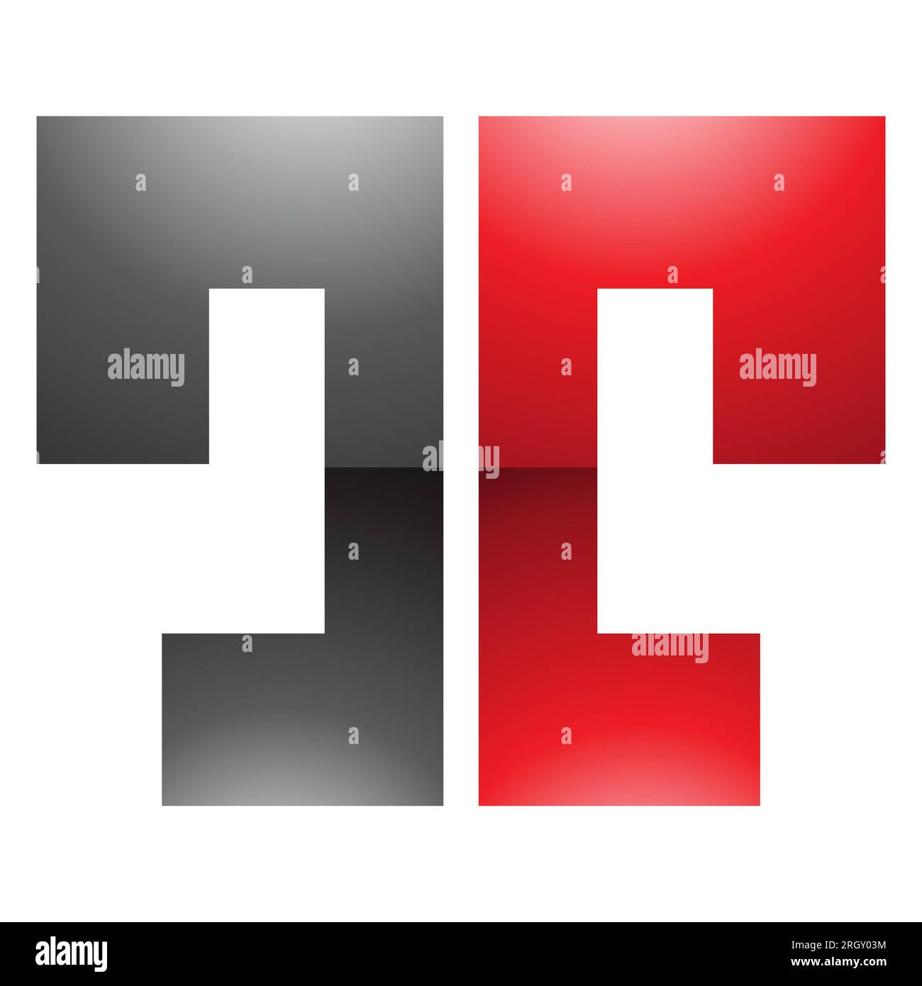 Red and Black Glossy Bold Split Shaped Letter T Icon on a White ...