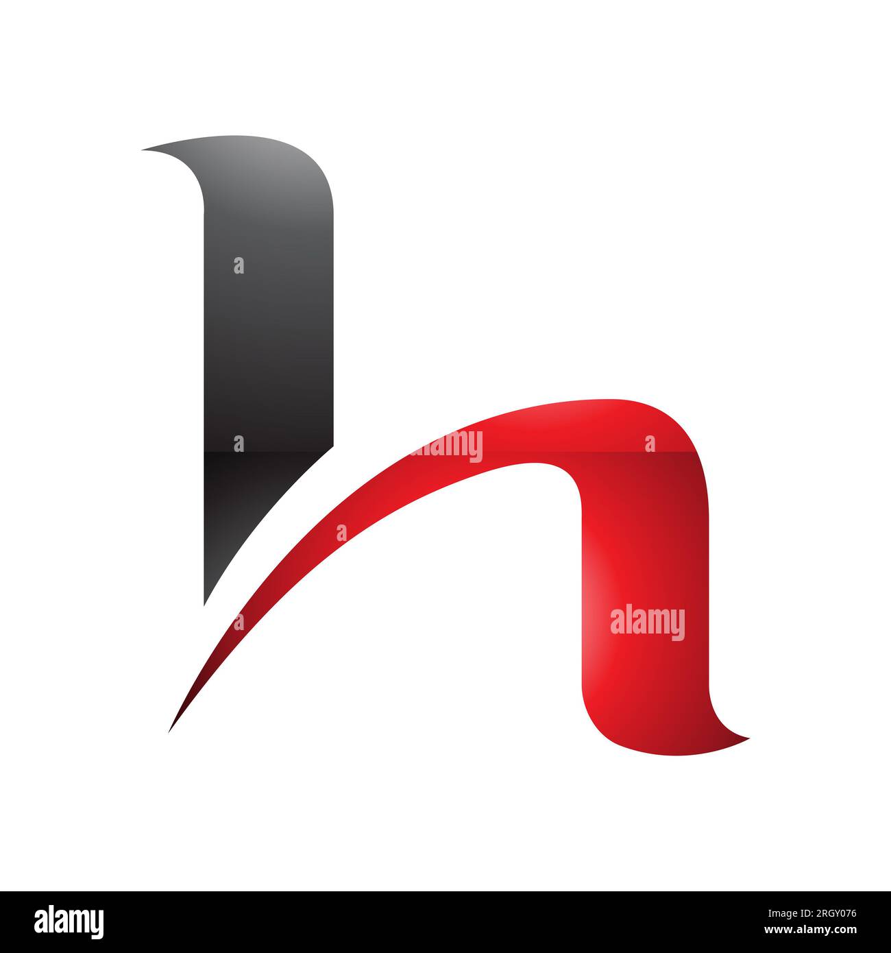 Red and Black Glossy Letter H Icon with Round Spiky Lines on a White ...
