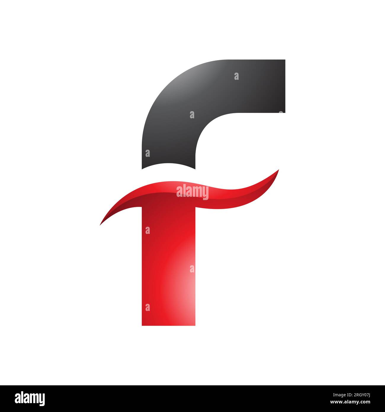 Red and Black Glossy Letter F Icon with Spiky Waves on a White ...