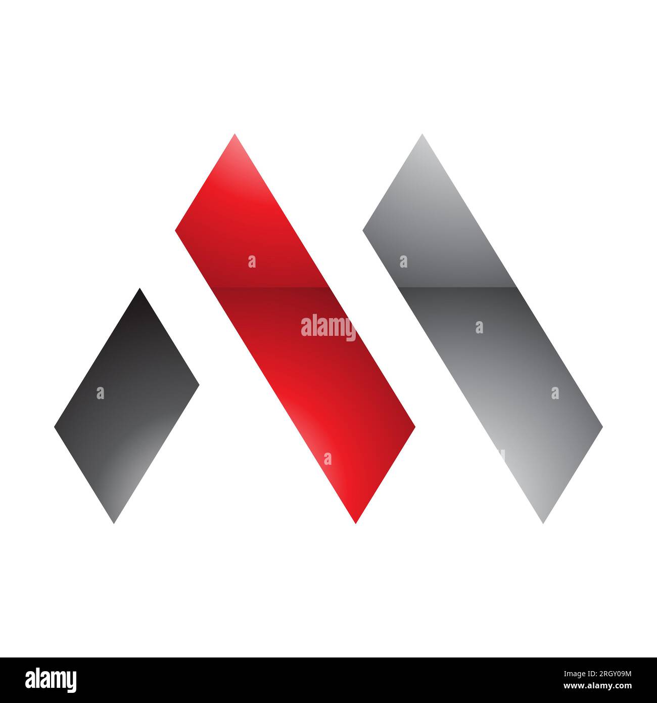 Red and Black Glossy Letter M Icon with Rectangles on a White ...