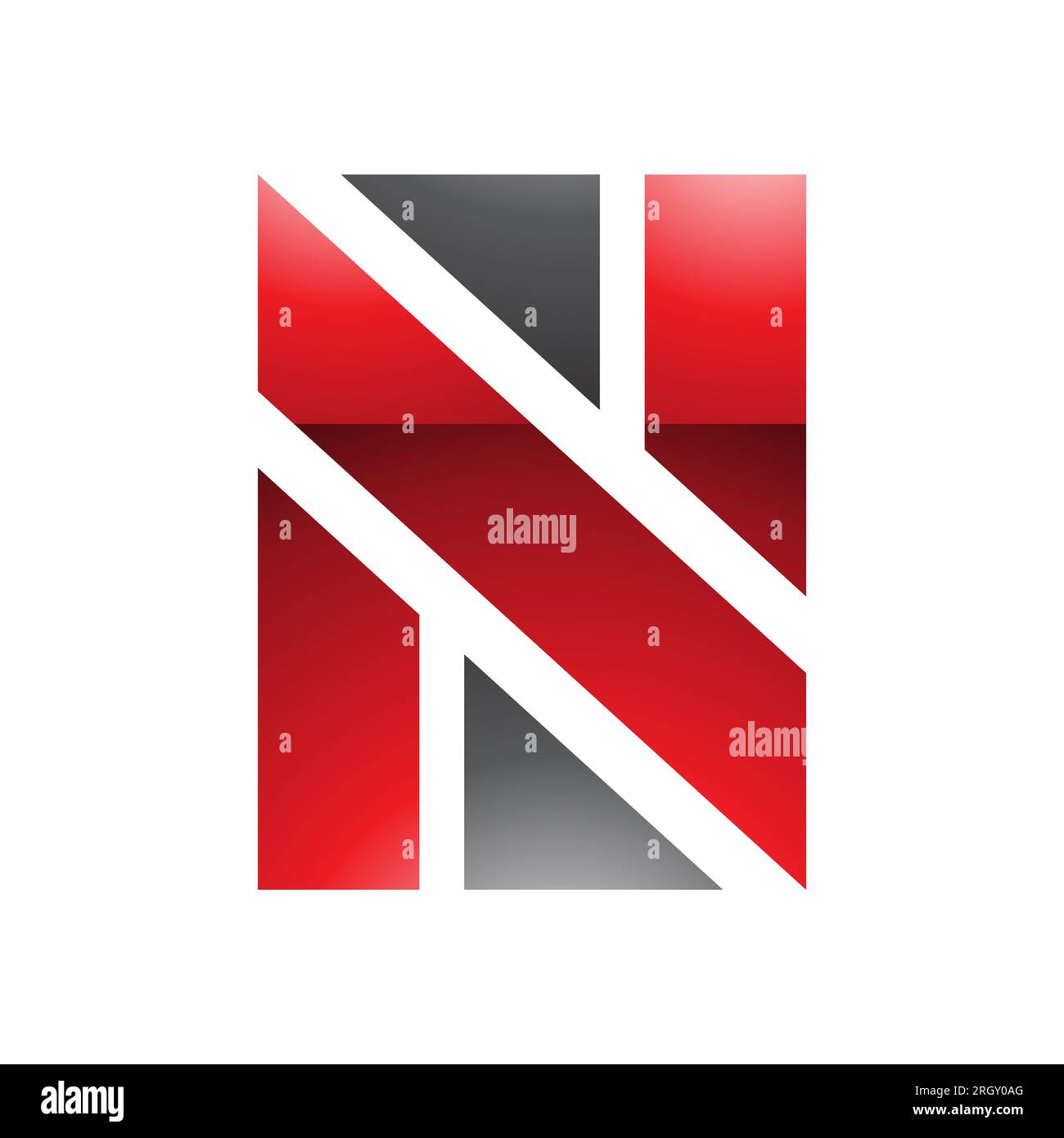 Red and Black Glossy Rectangle Shaped Letter N Icon on a White ...