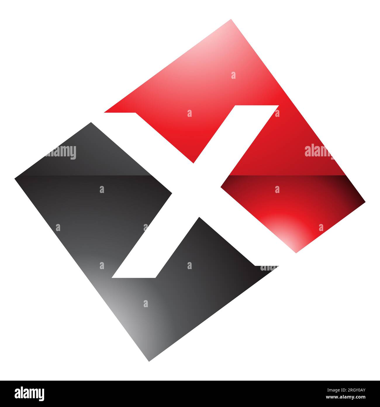 Red and Black Glossy Rectangle Shaped Letter X Icon on a White ...