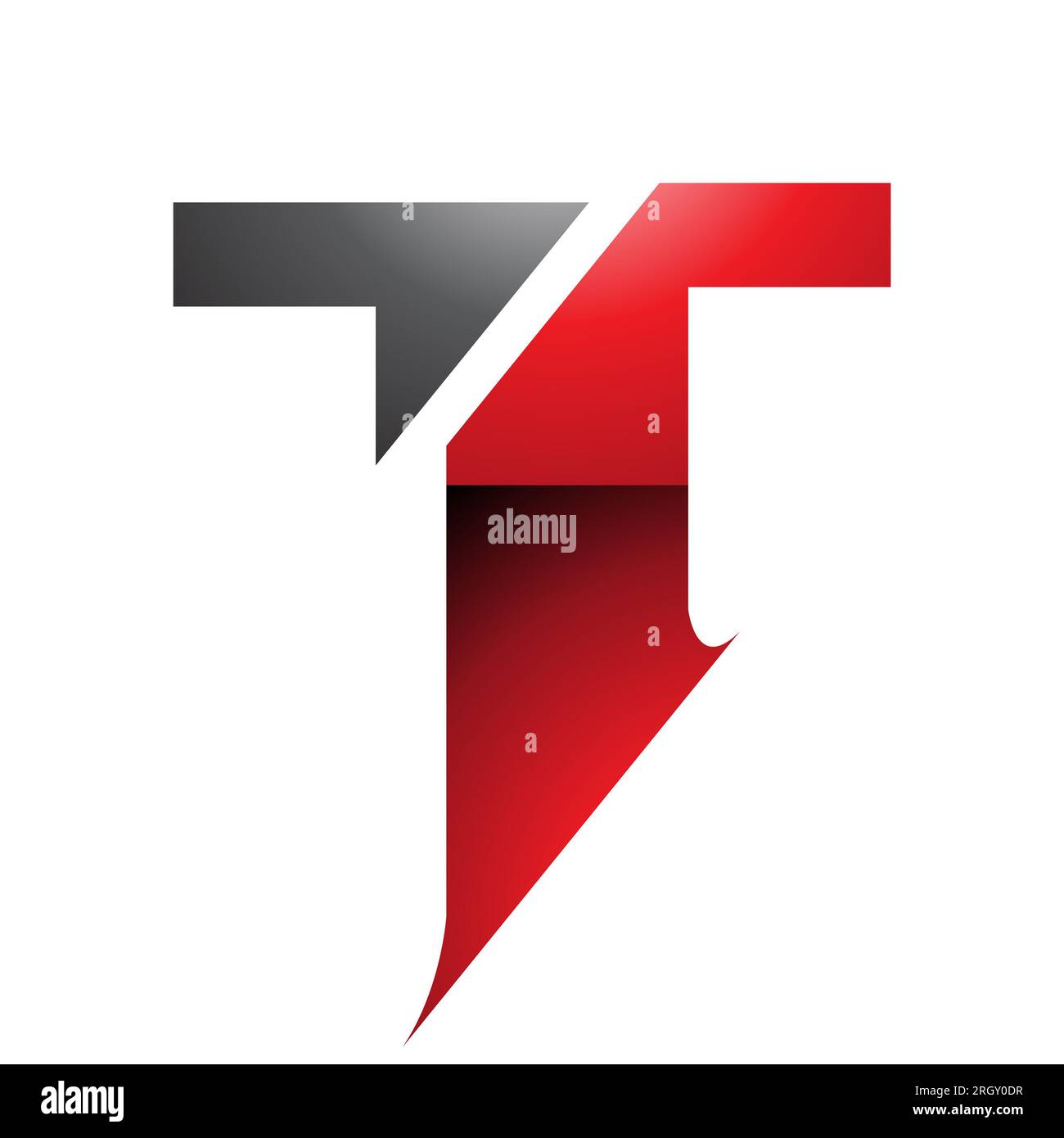 Red and Black Glossy Split Shaped Letter T Icon on a White Background ...