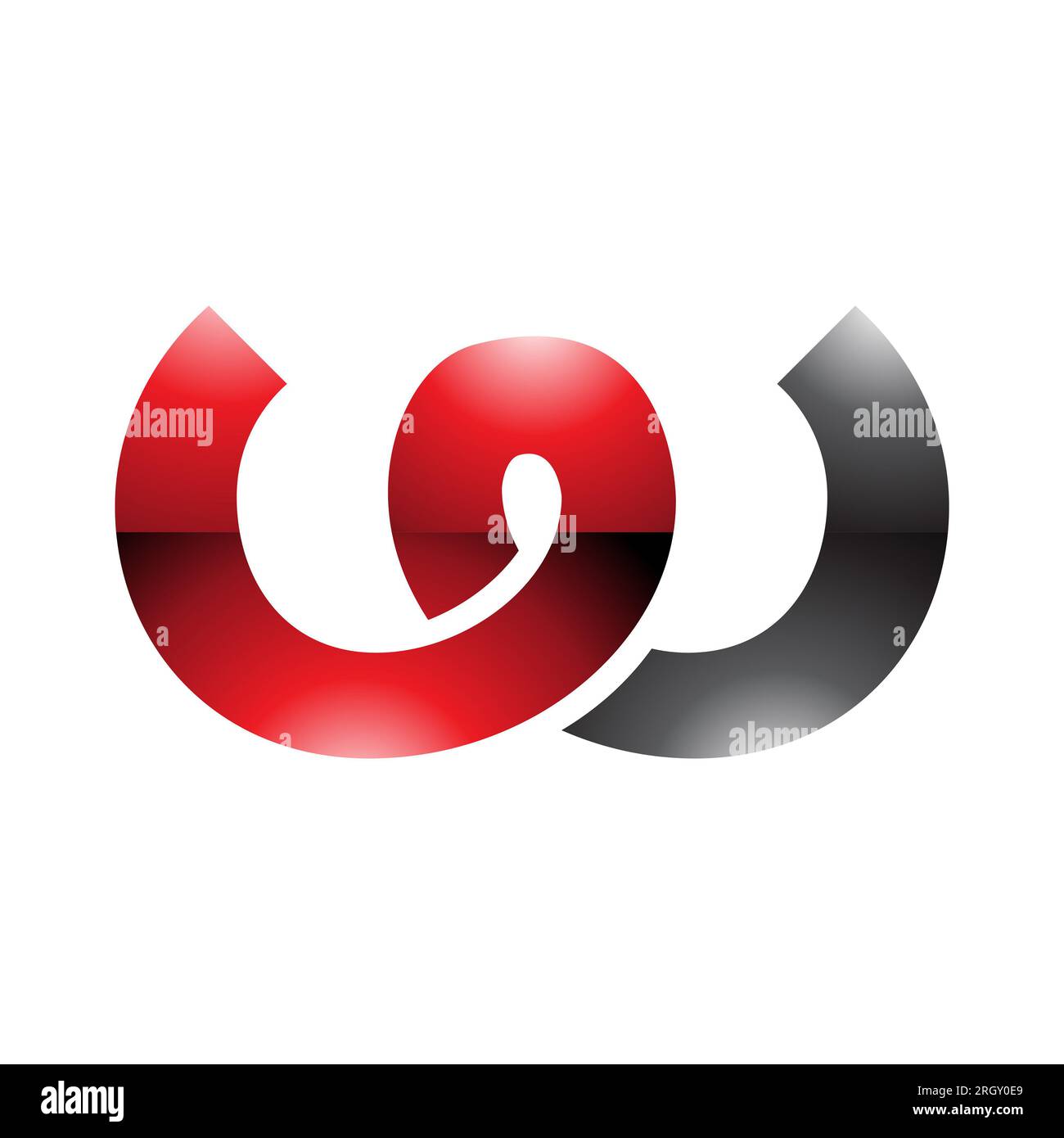 Red and Black Glossy Spring Shaped Letter W Icon on a White Background ...