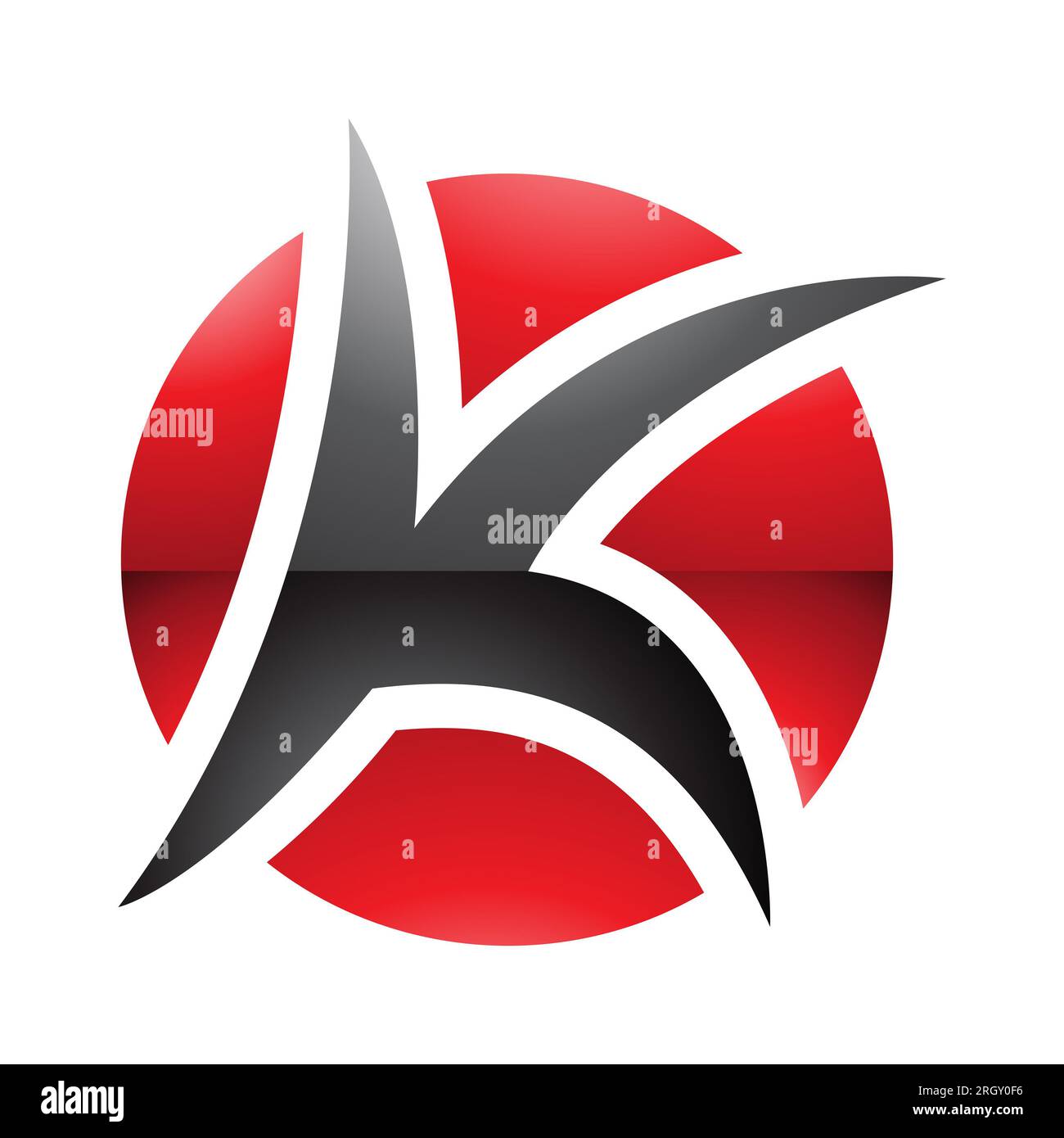 Red and Black Glossy Round Pointy Letter K Icon on a White Background ...