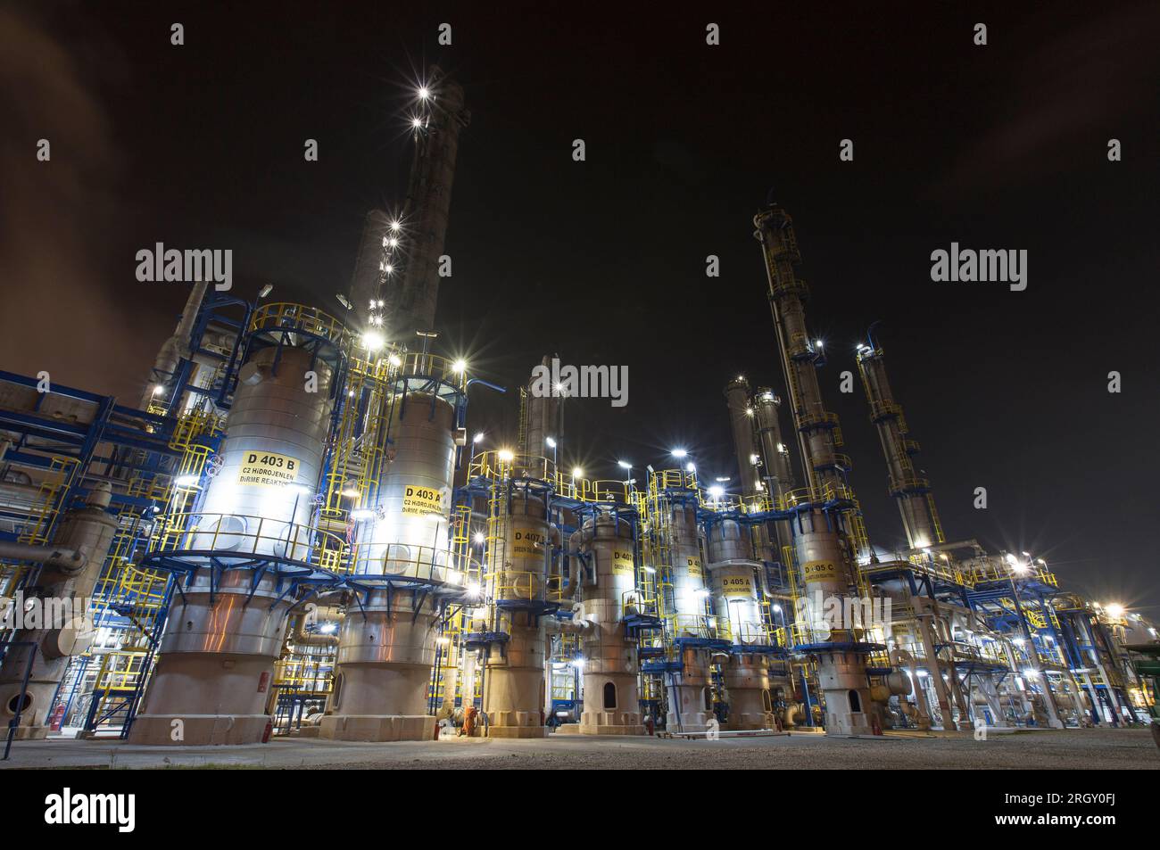 beautiful pictures of a natural gas factory at night and flashing ...