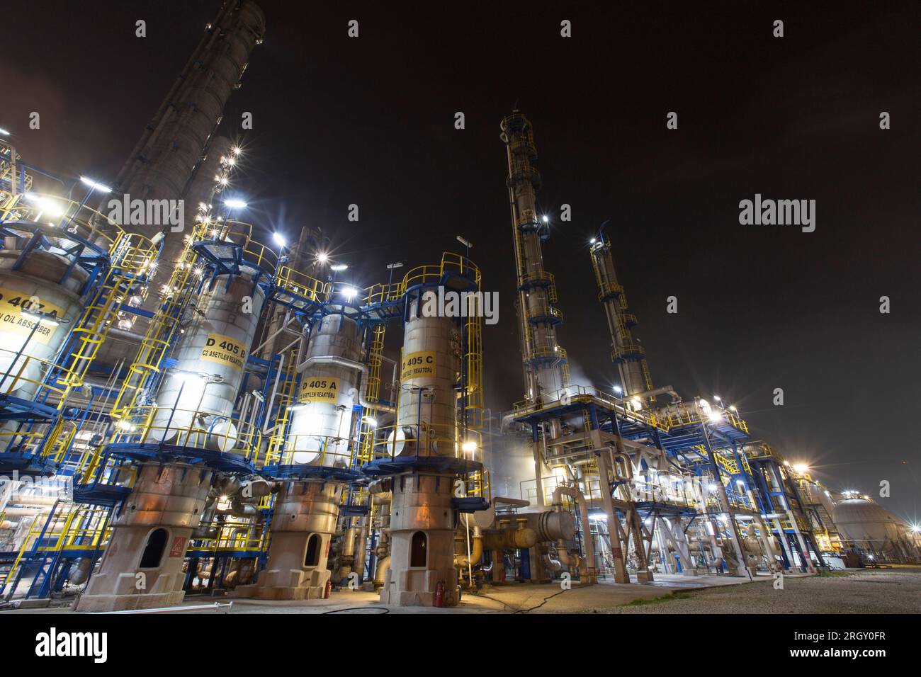 beautiful pictures of a natural gas factory at night and flashing ...