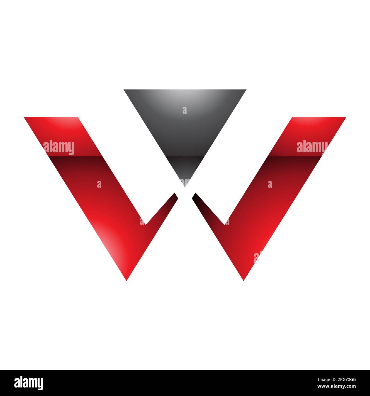Red and Black Glossy Triangle Shaped Letter W Icon on a White ...
