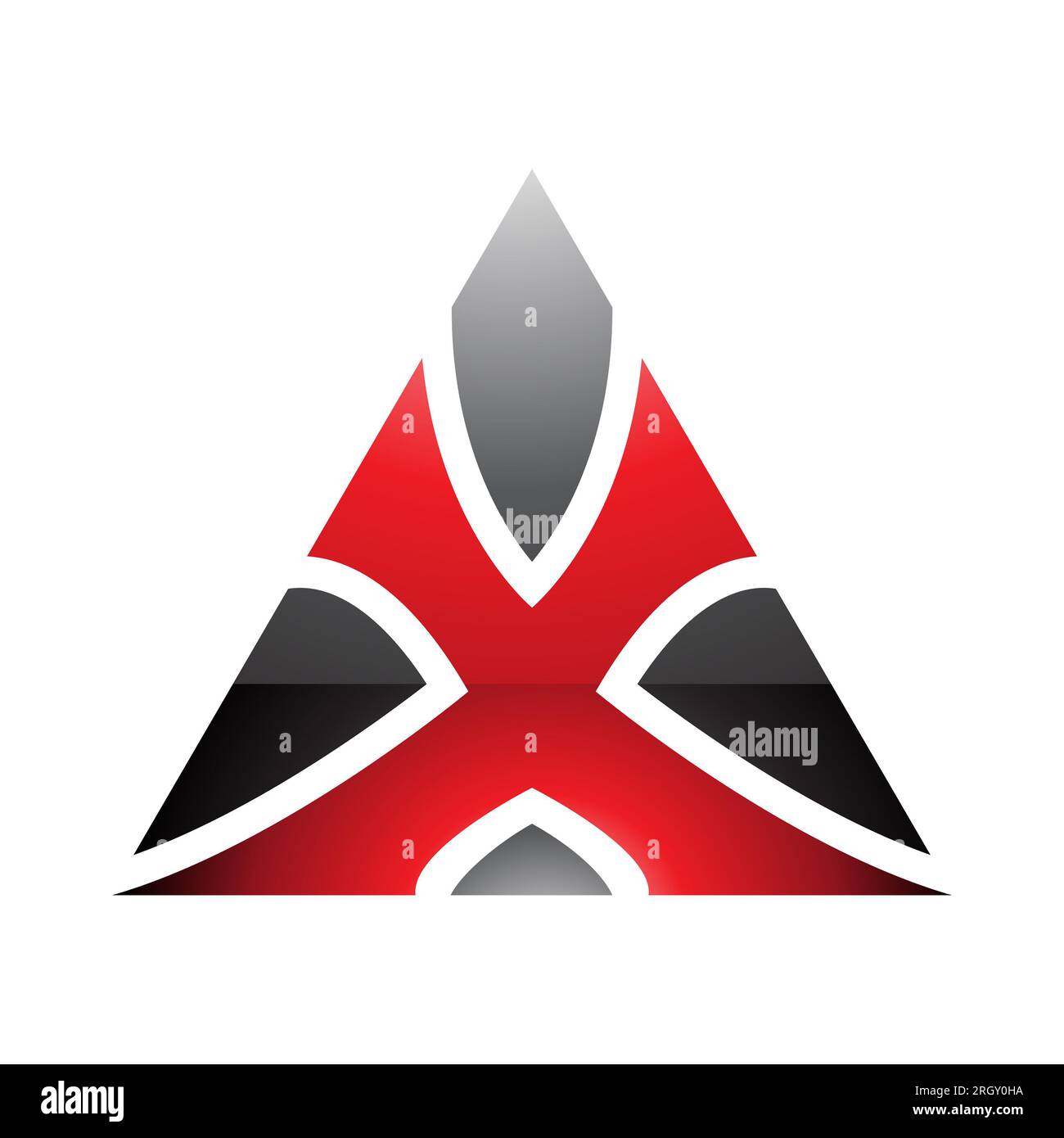 Red and Black Glossy Triangle Shaped Letter X Icon on a White ...