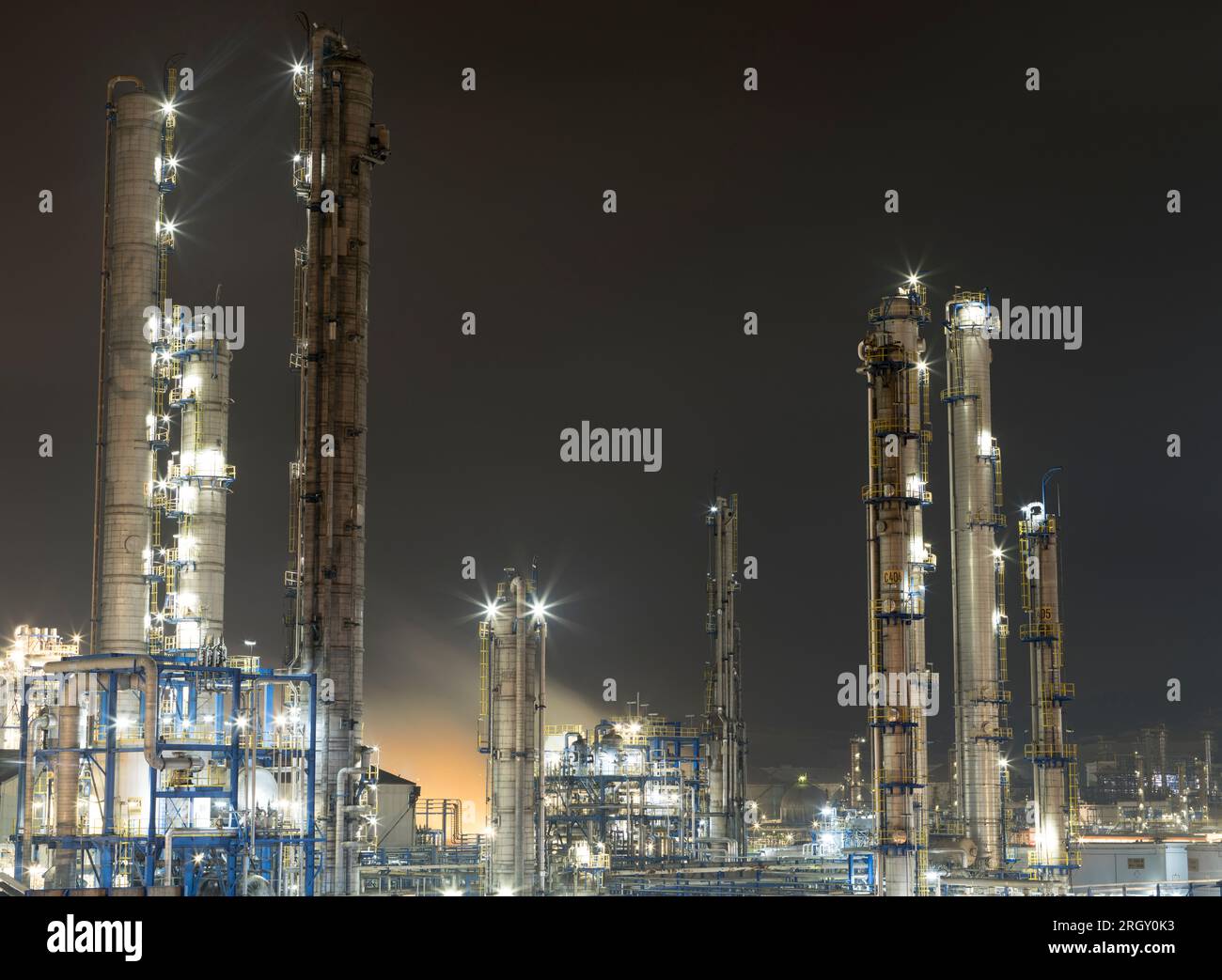 beautiful pictures of a natural gas factory at night and flashing ...