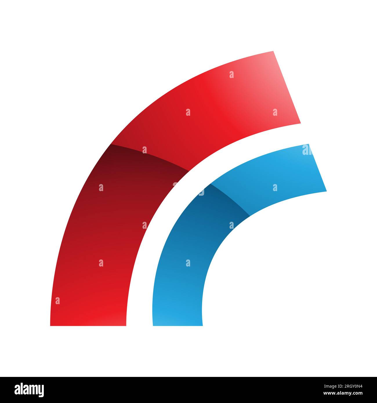 Red and Blue Glossy Arc Shaped Letter R Icon on a White Background ...