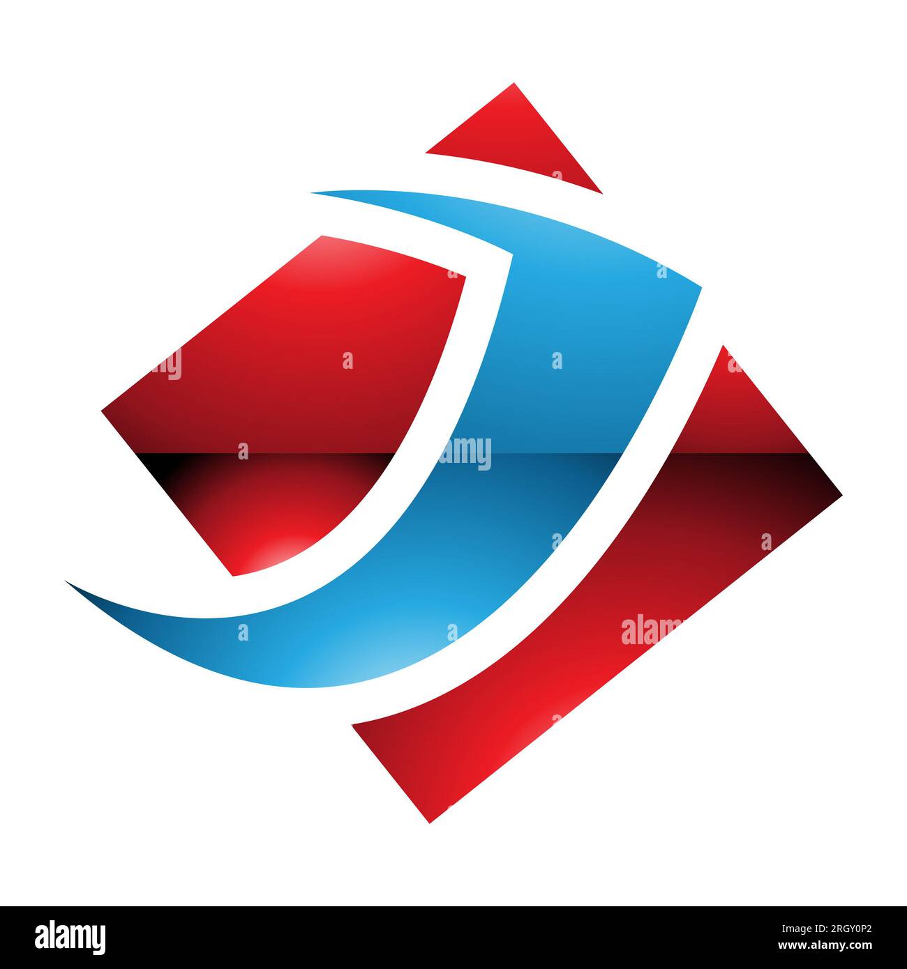 Red and Blue Glossy Diamond Square Letter J Icon on a White Background ...