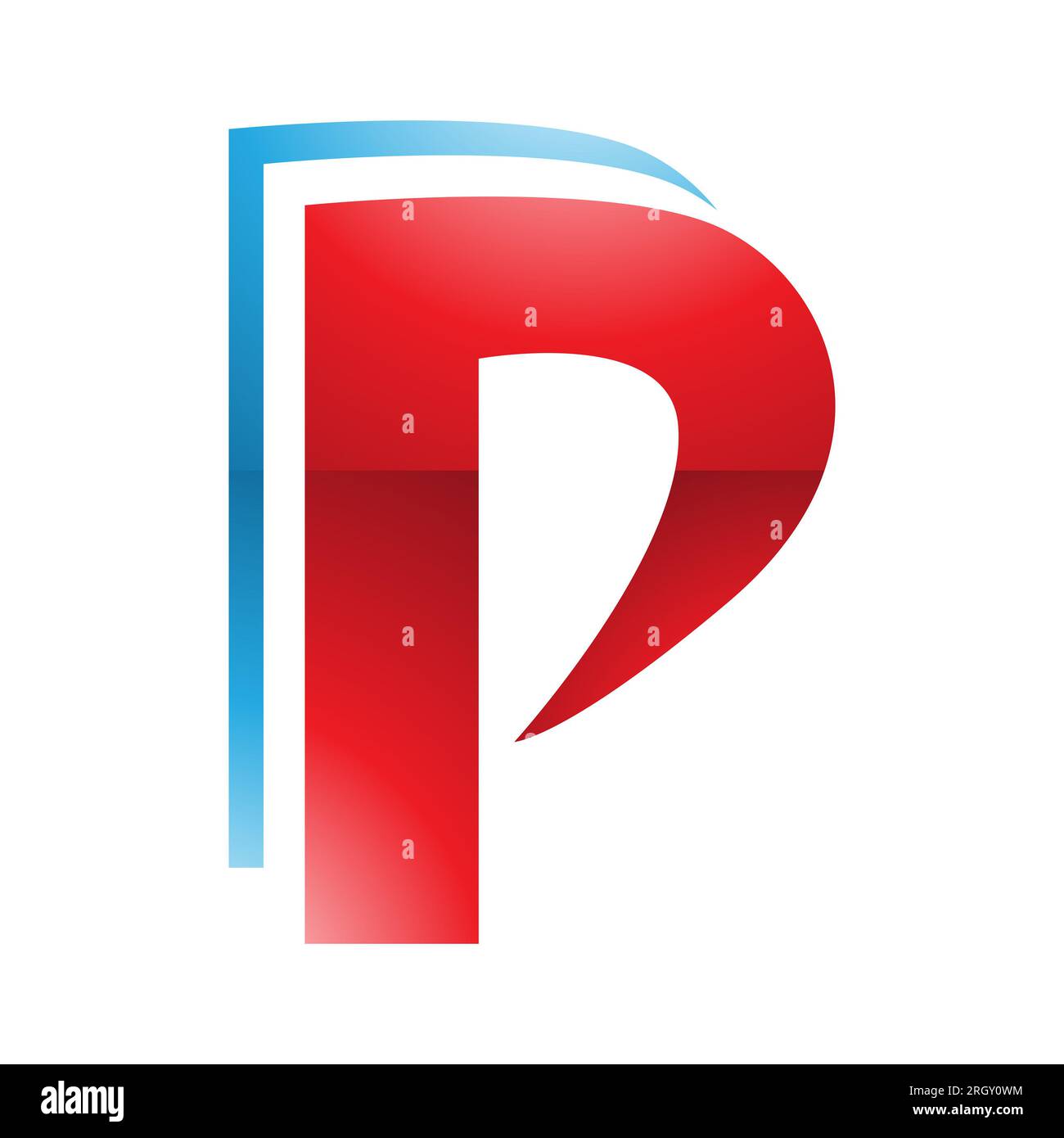 Red and Blue Glossy Layered Letter P Icon on a White Background Stock ...